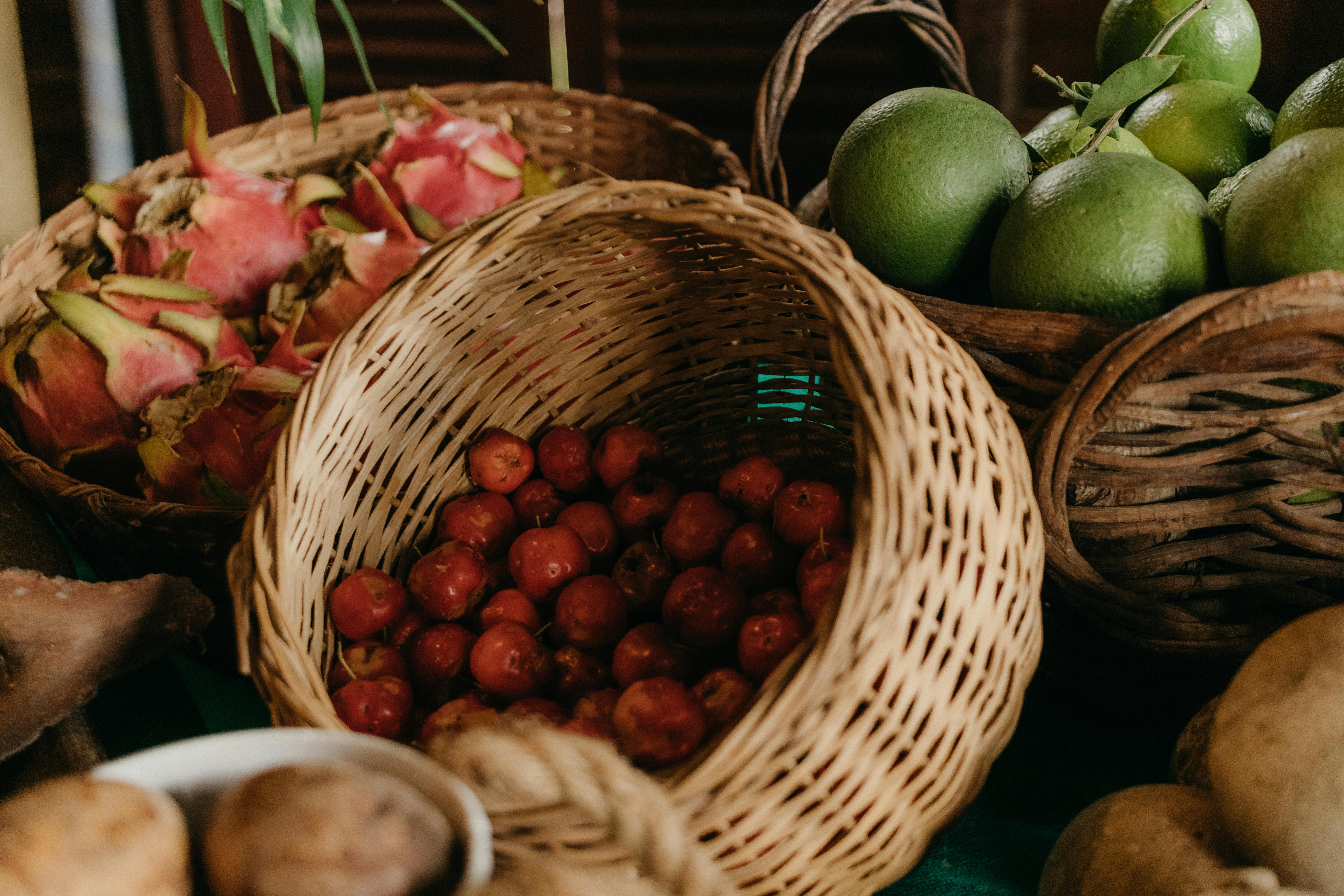 Wicker Baskets of Exotic Fruits · Free Stock Photo