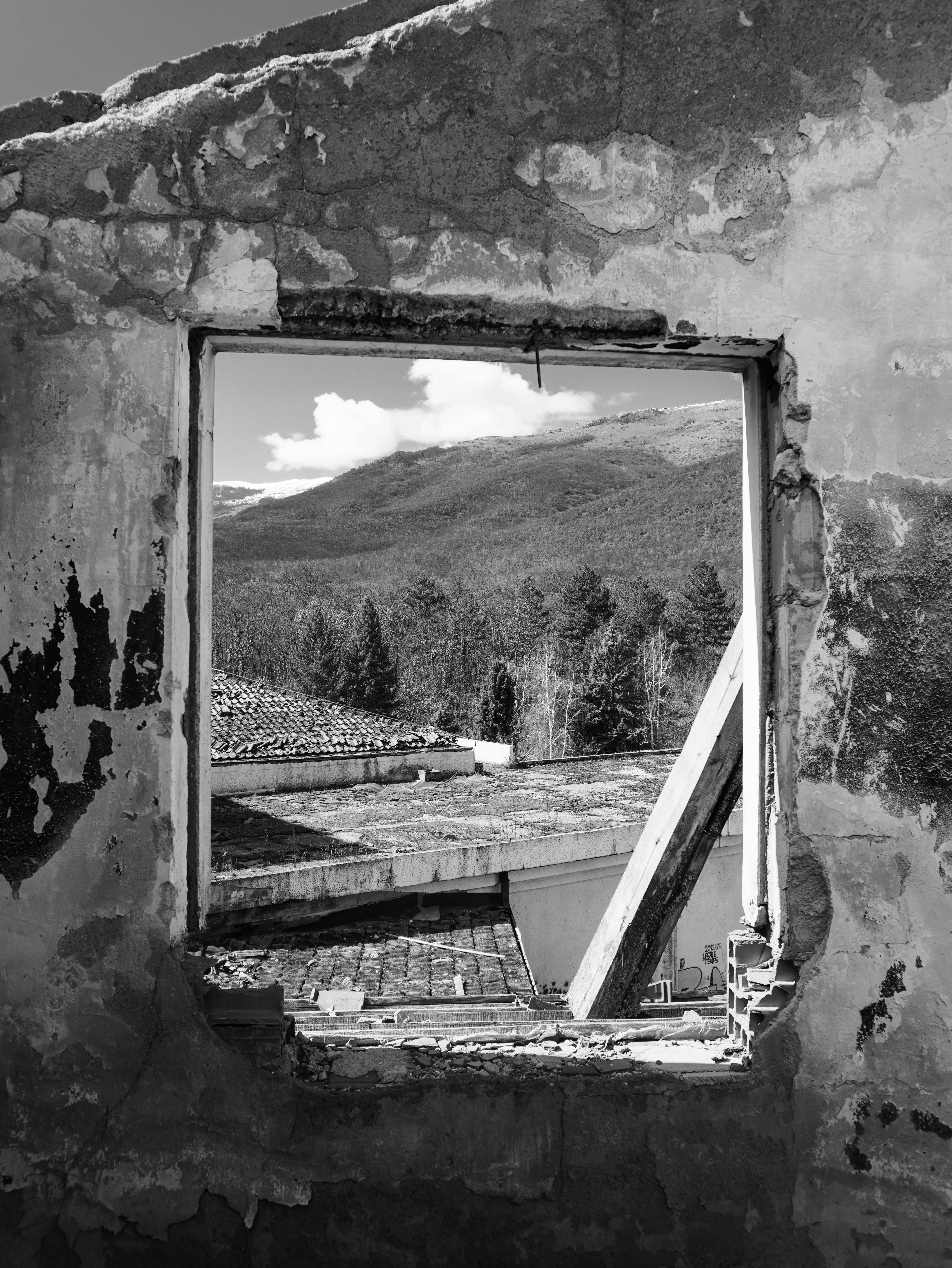 Window Frame in Ruin of Abandoned Building · Free Stock Photo