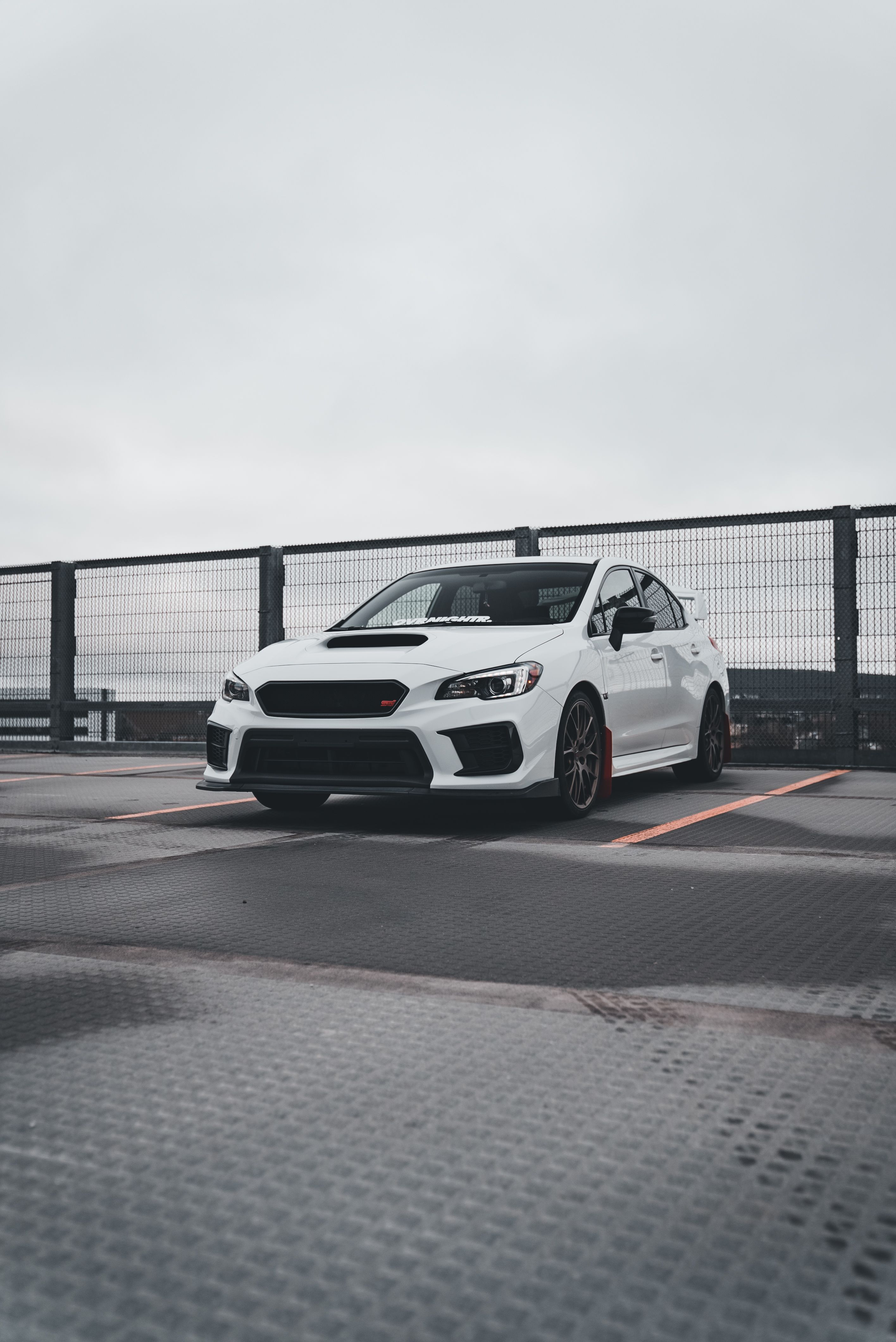 White Subaru WRX on Parking Lot · Free Stock Photo