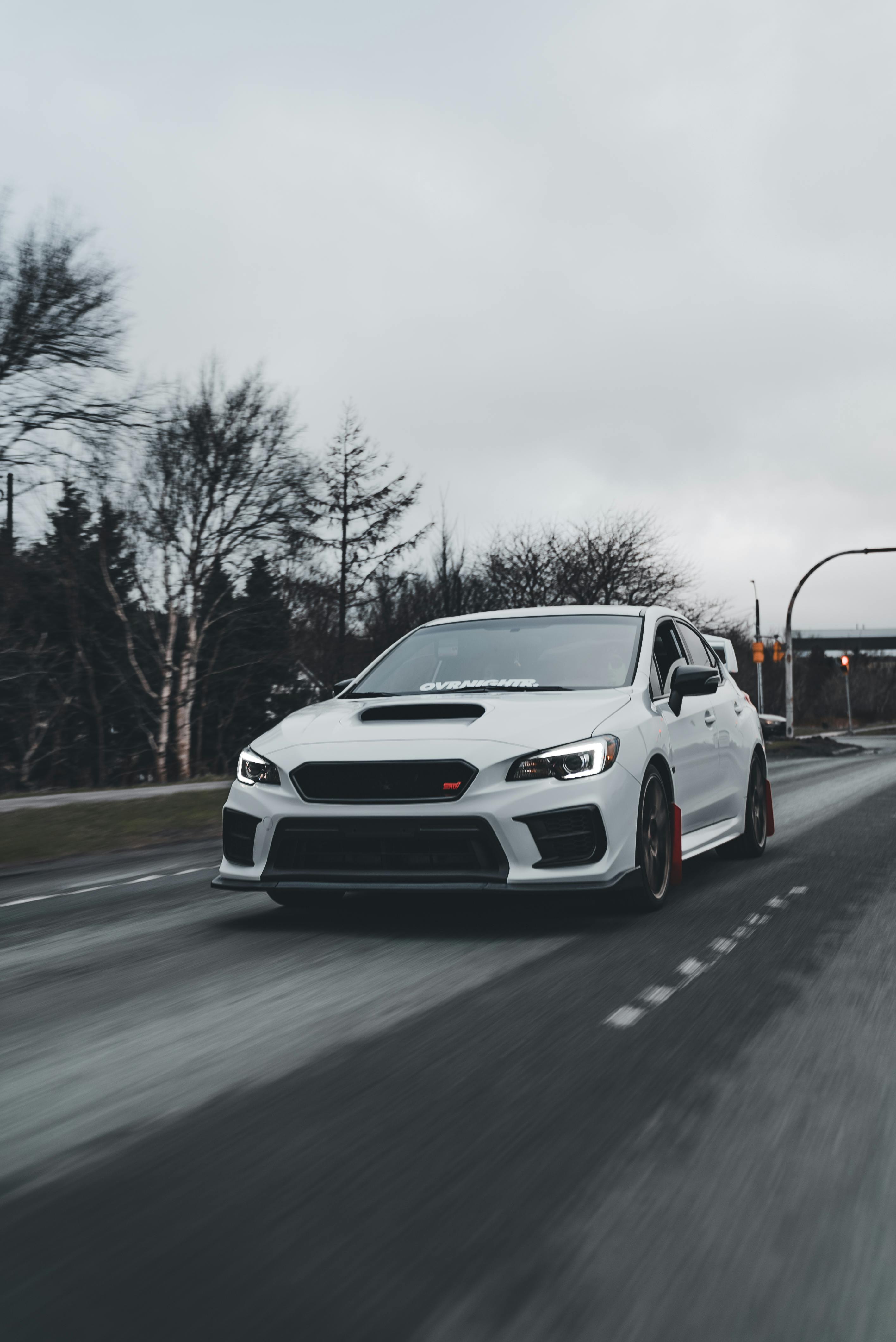 White Subaru WRX on Road · Free Stock Photo