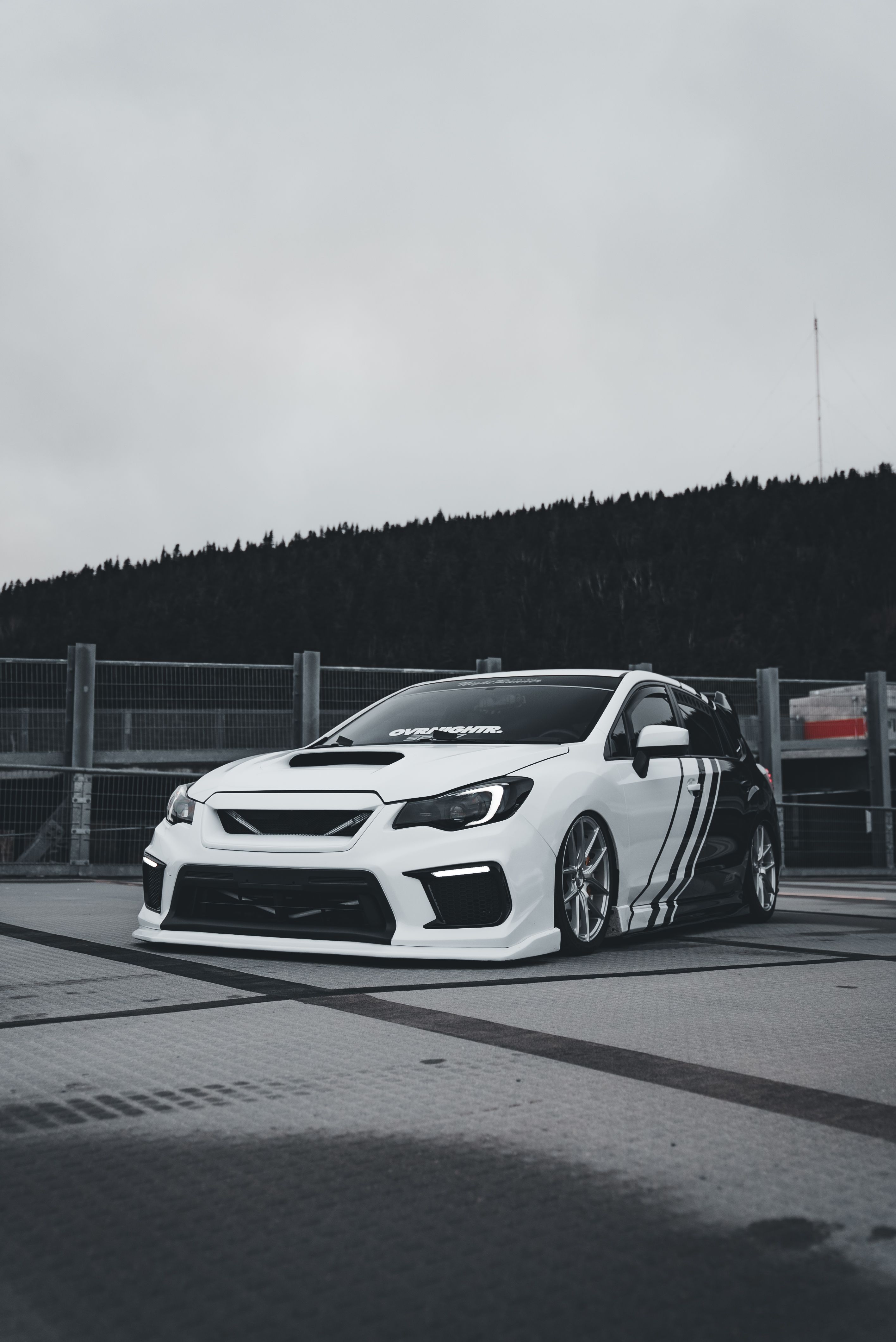 Tuned Subaru WRX with Black and White Livery · Free Stock Photo
