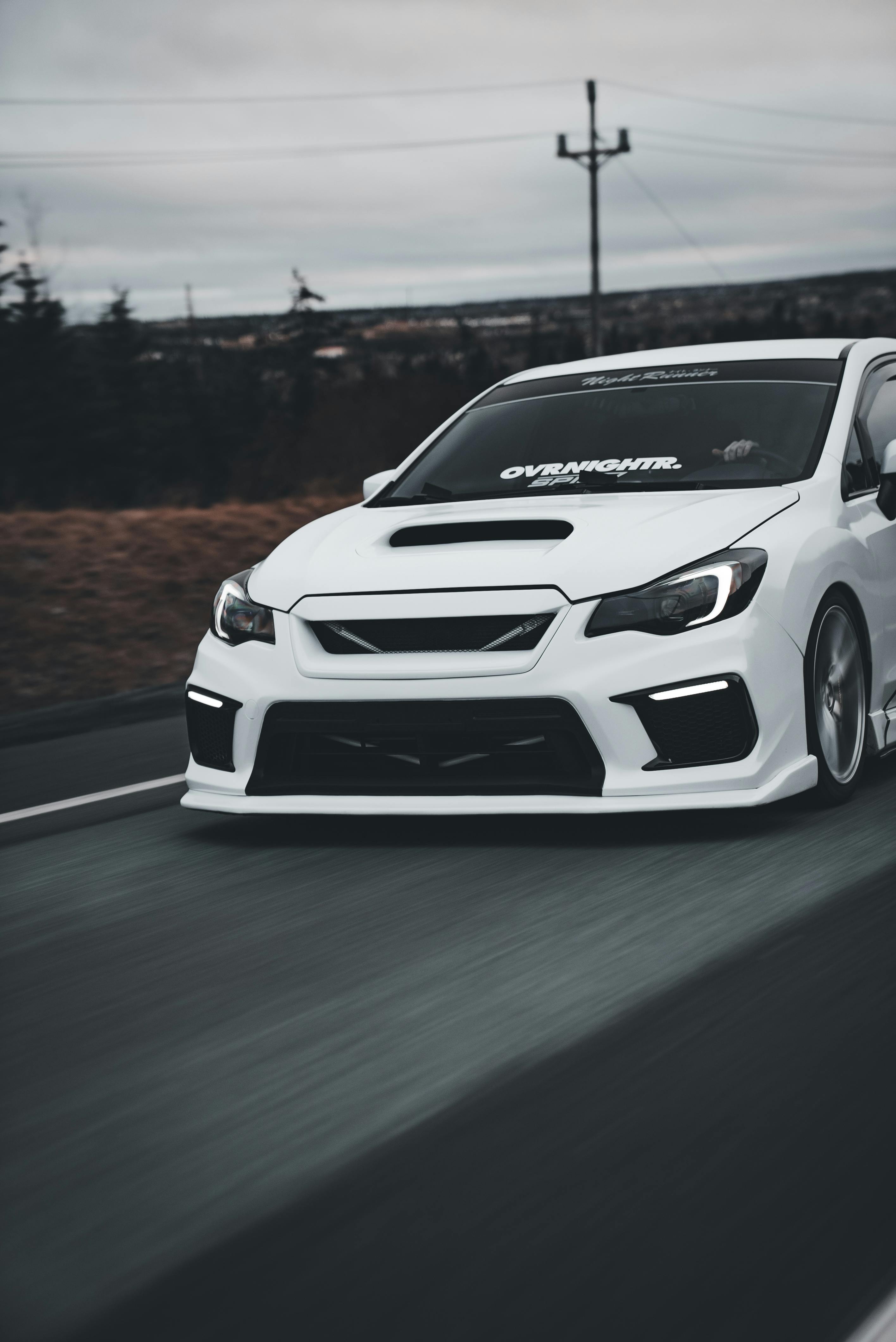 White Subaru WRX on Road · Free Stock Photo