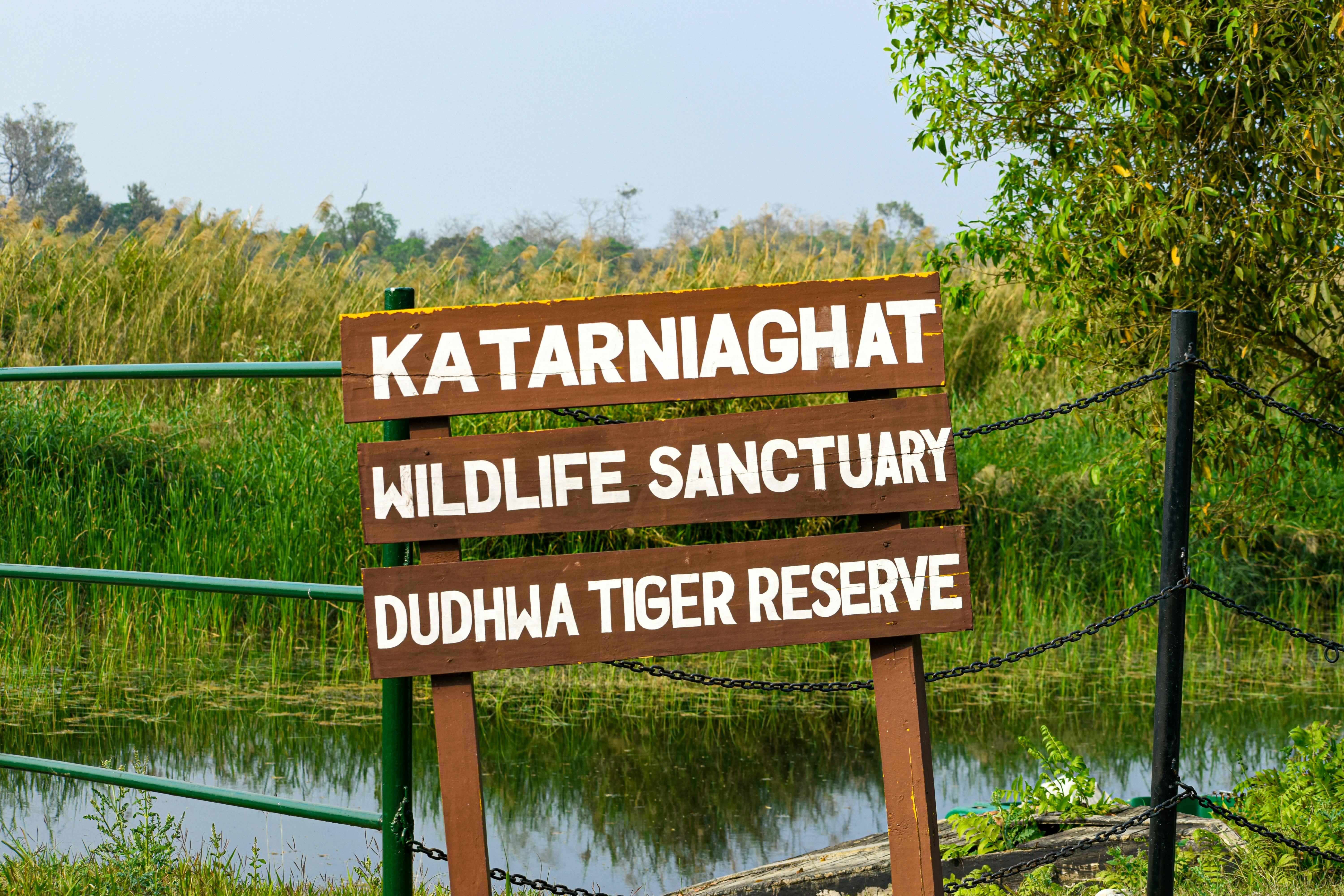 Wooden Sign of Katarniaghat Wildlife Sanctuary in India · Free Stock Photo