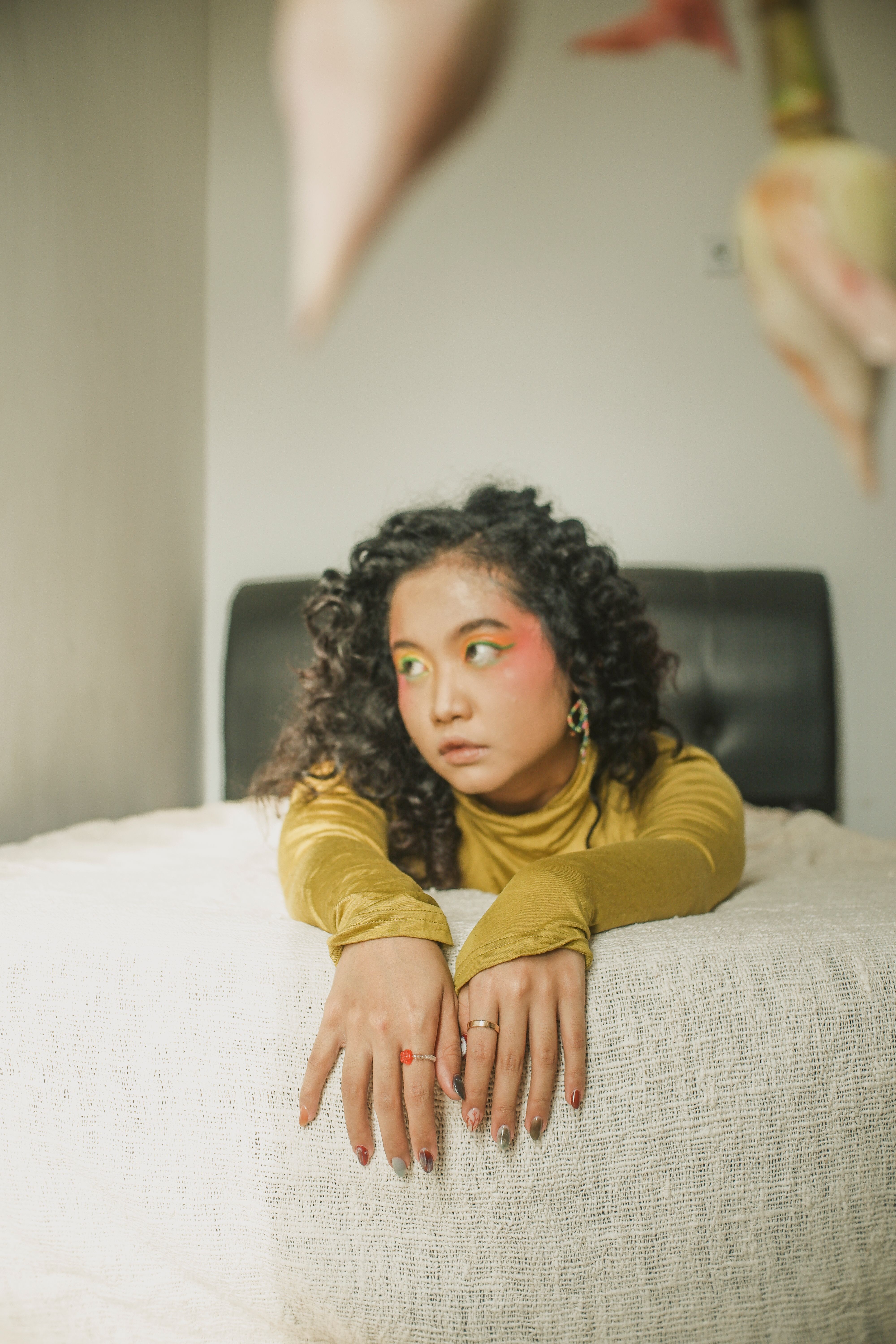 Woman Posing on a White Mattress · Free Stock Photo