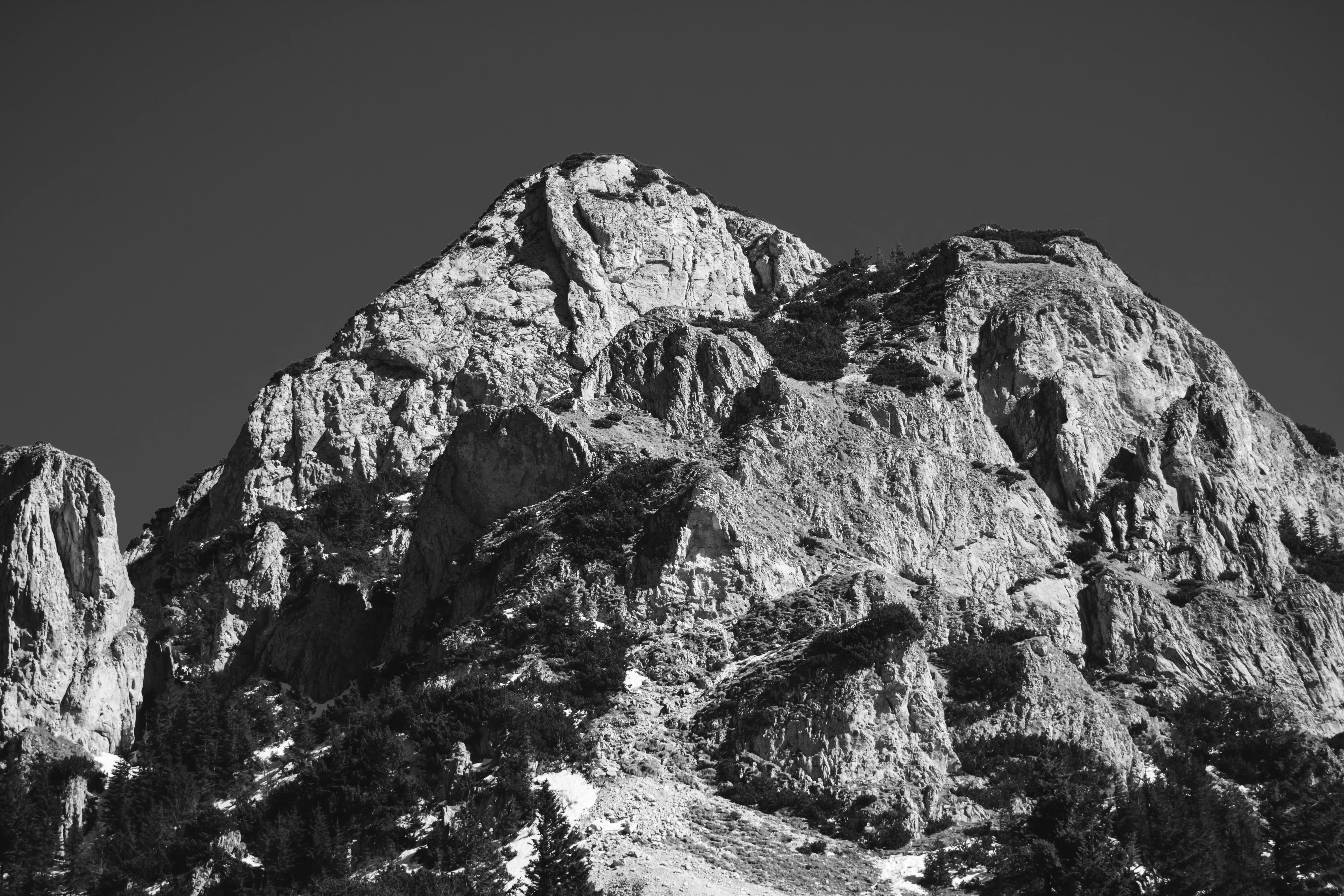 Greyscale Photo Of Mountain · Free Stock Photo