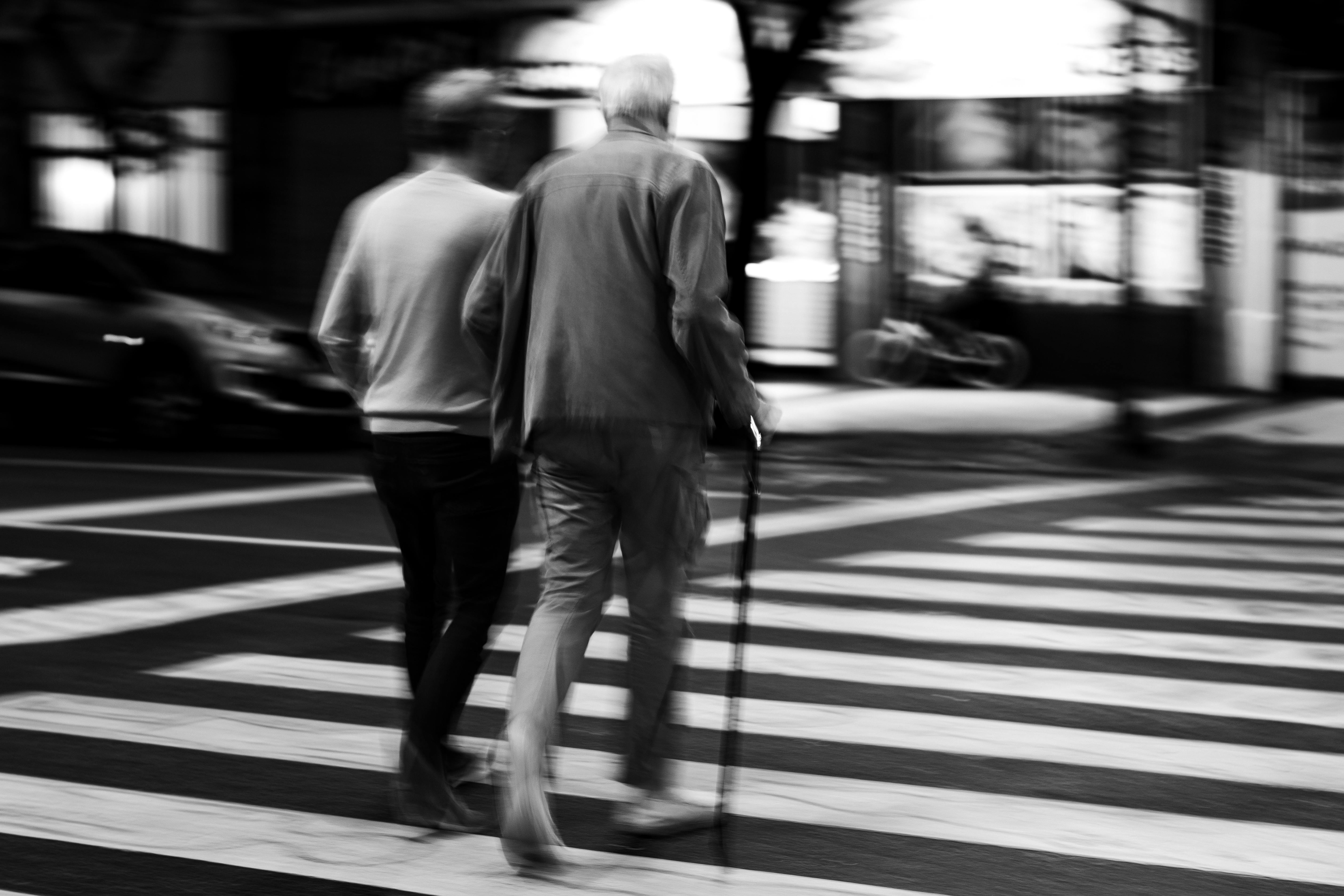 Back View of Pedestrians Crossing the Street · Free Stock Photo