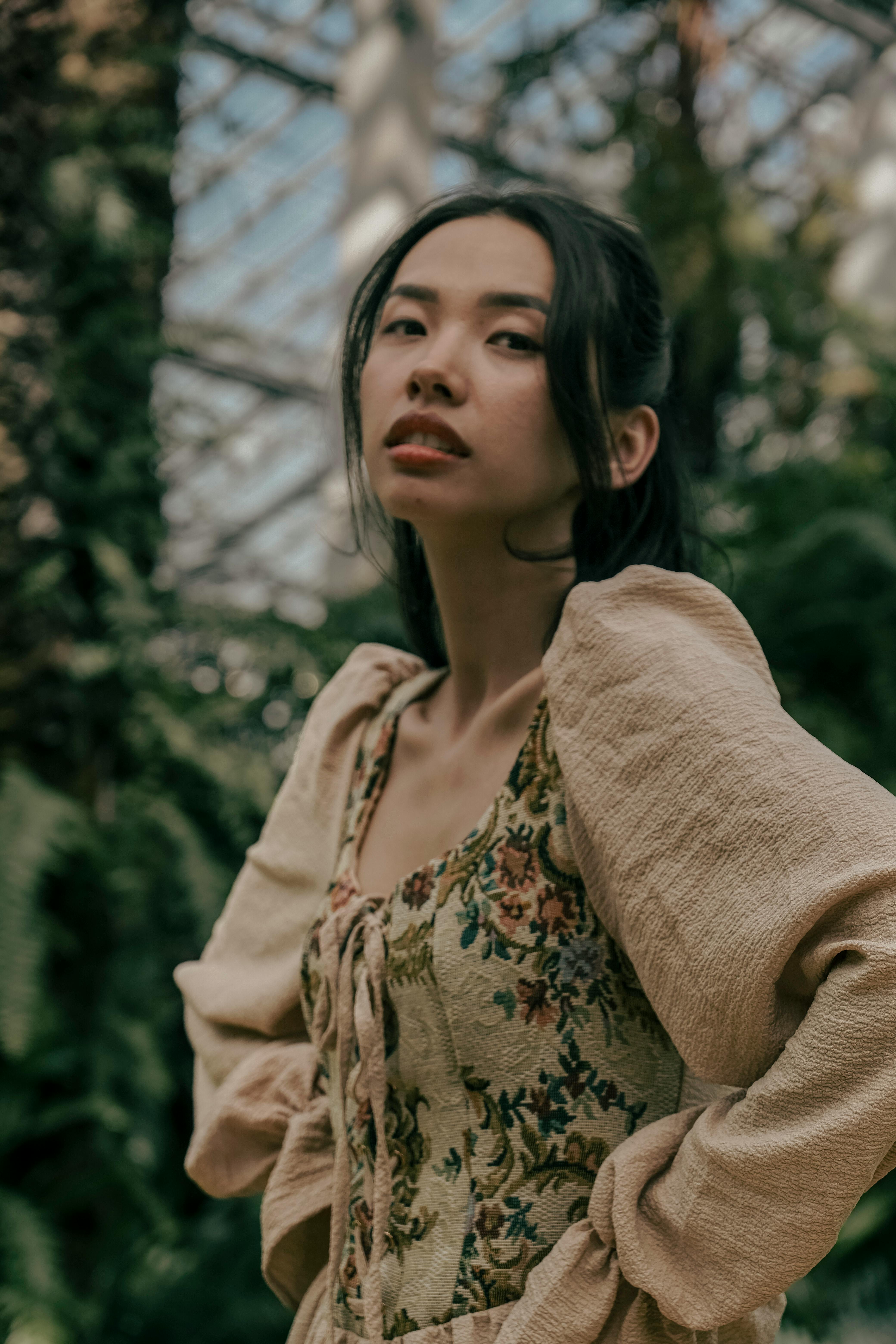 Moody cottage core woman in dress · Free Stock Photo