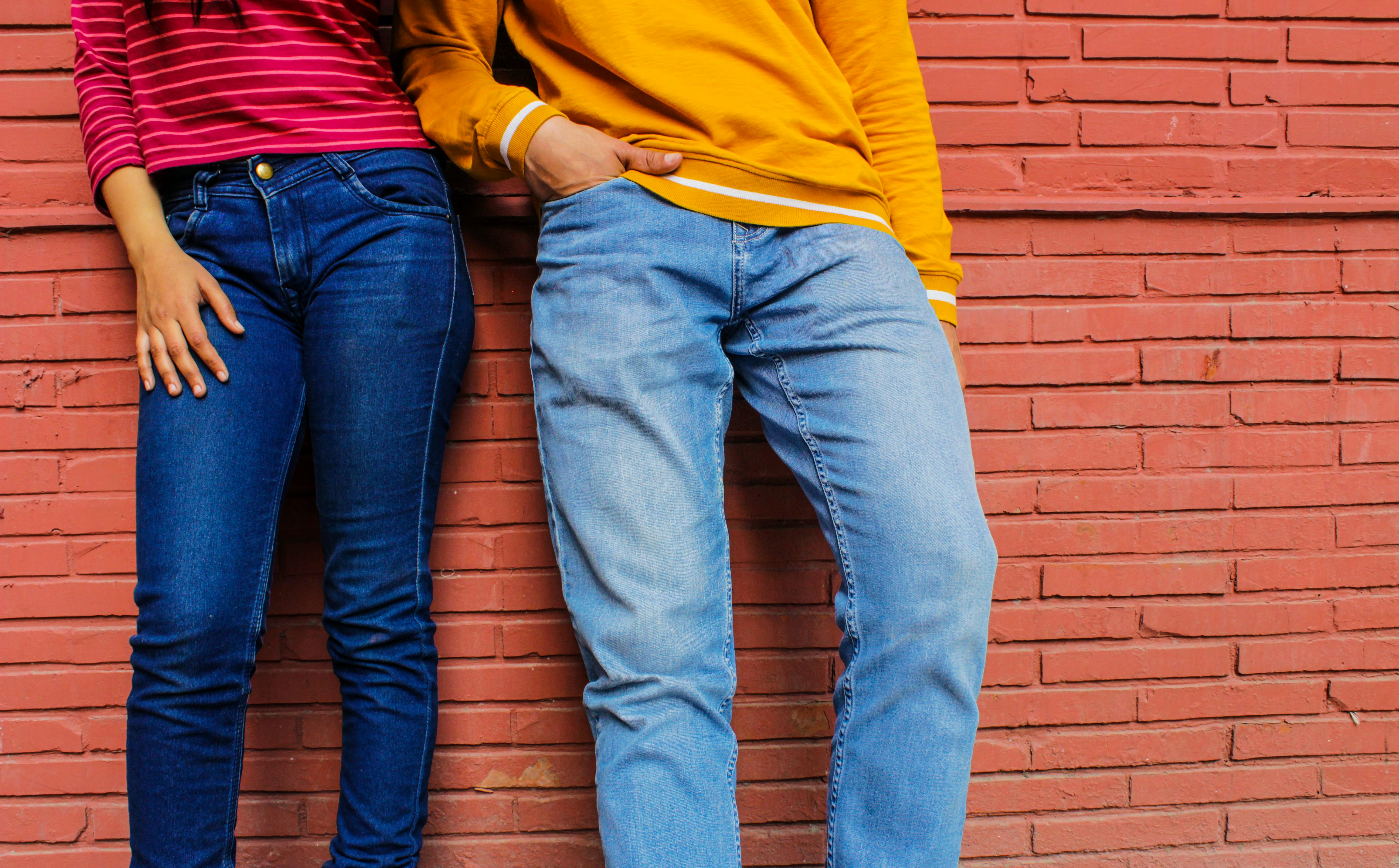 Two People Blue Denim Jeans · Free Stock Photo