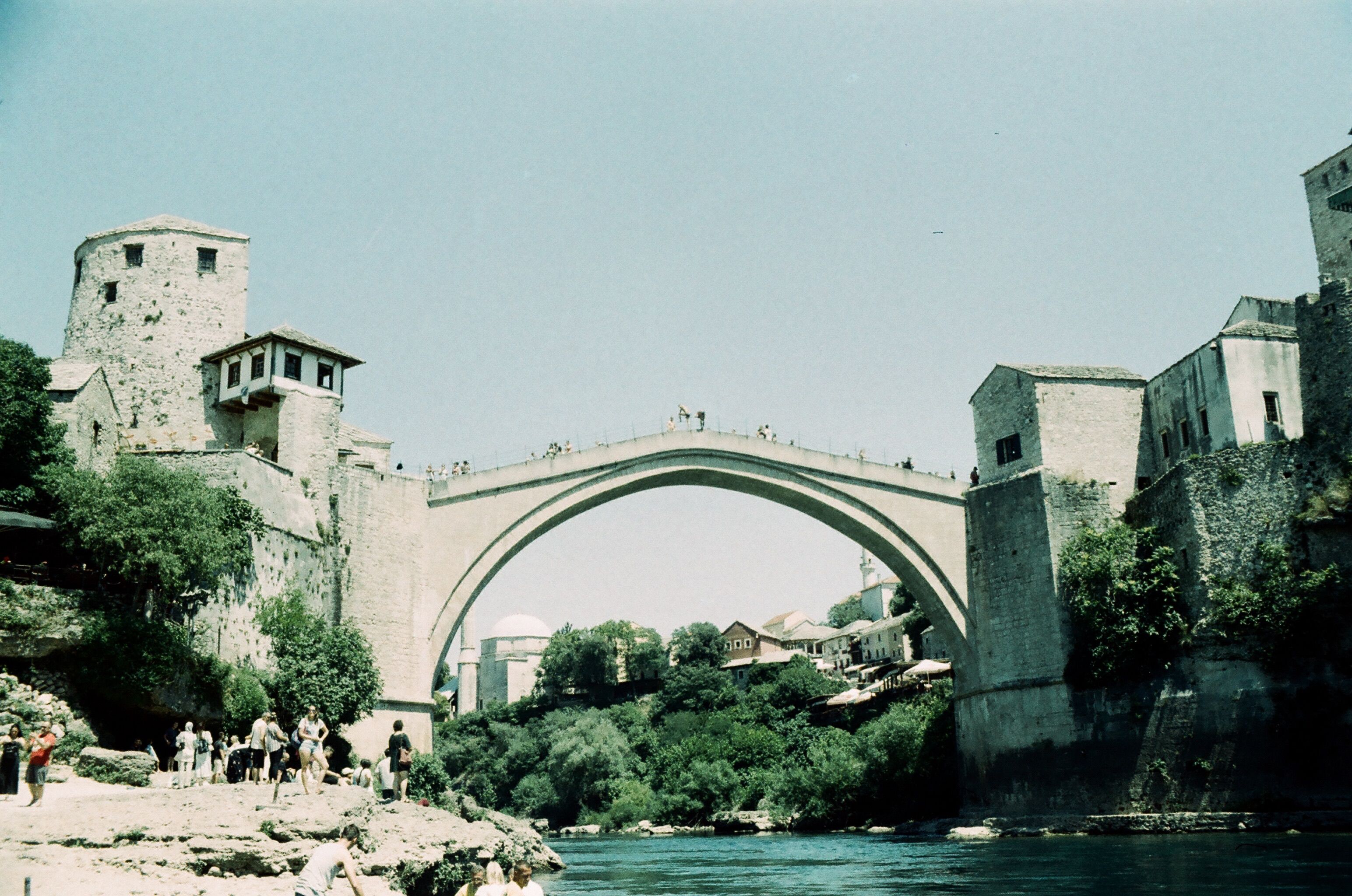 Old Analog Photography of Mostar Bridge in Mostar in Bosnia and ...