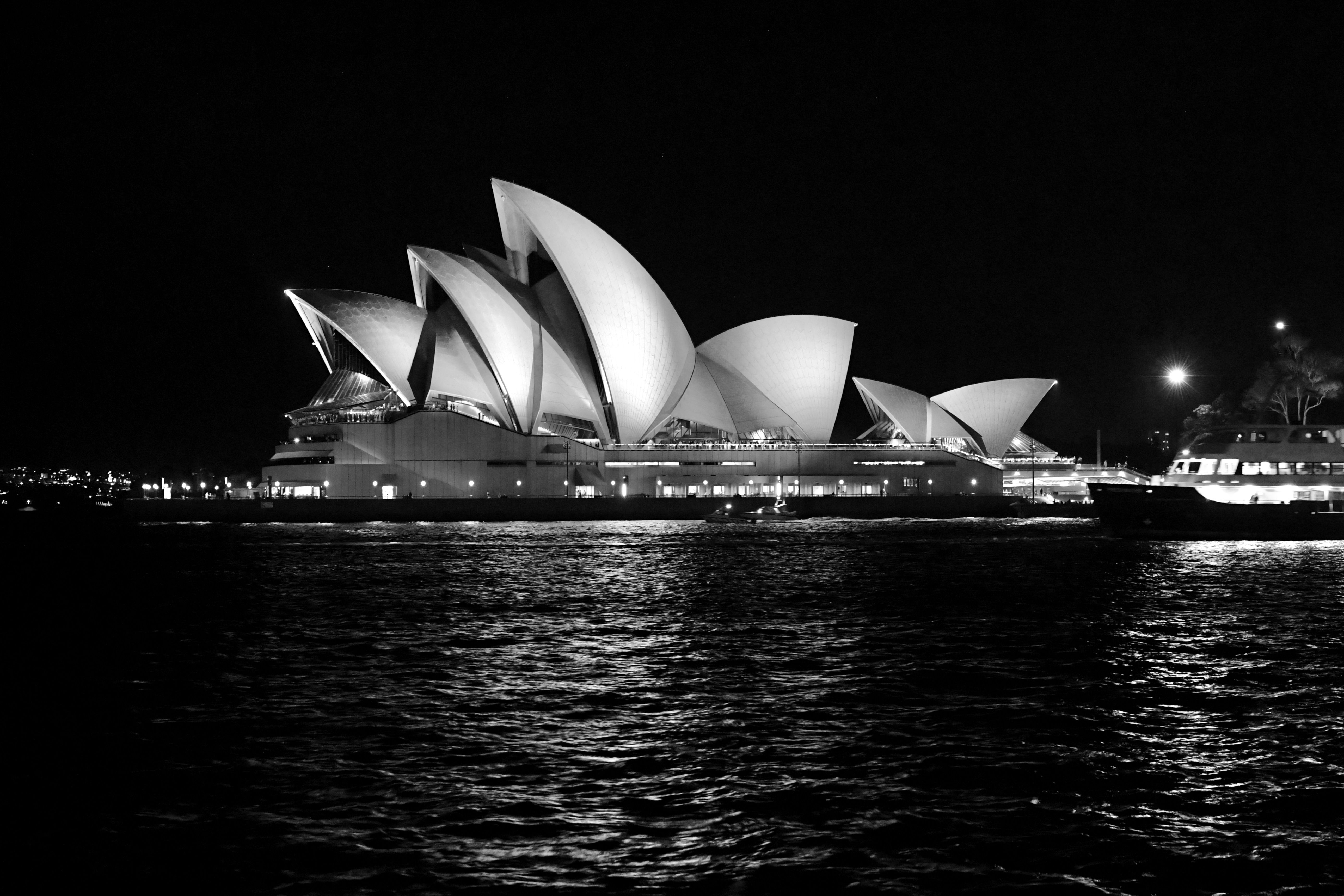 Black and white photograph of the opera house in sydney · Free Stock Photo