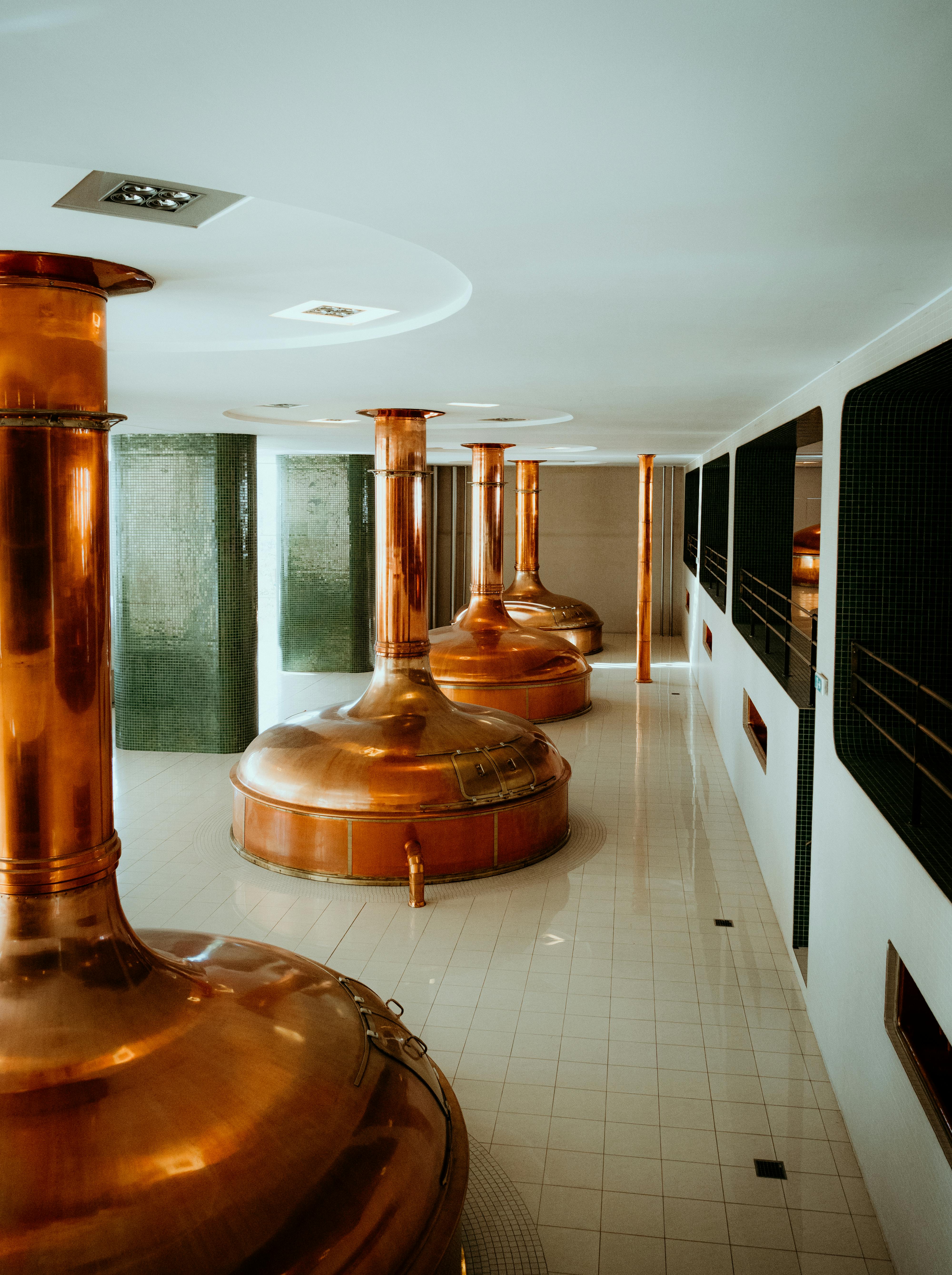 Copper Brewing Tanks Inside the Pilsner Urquell Brewery in Pilsen ...