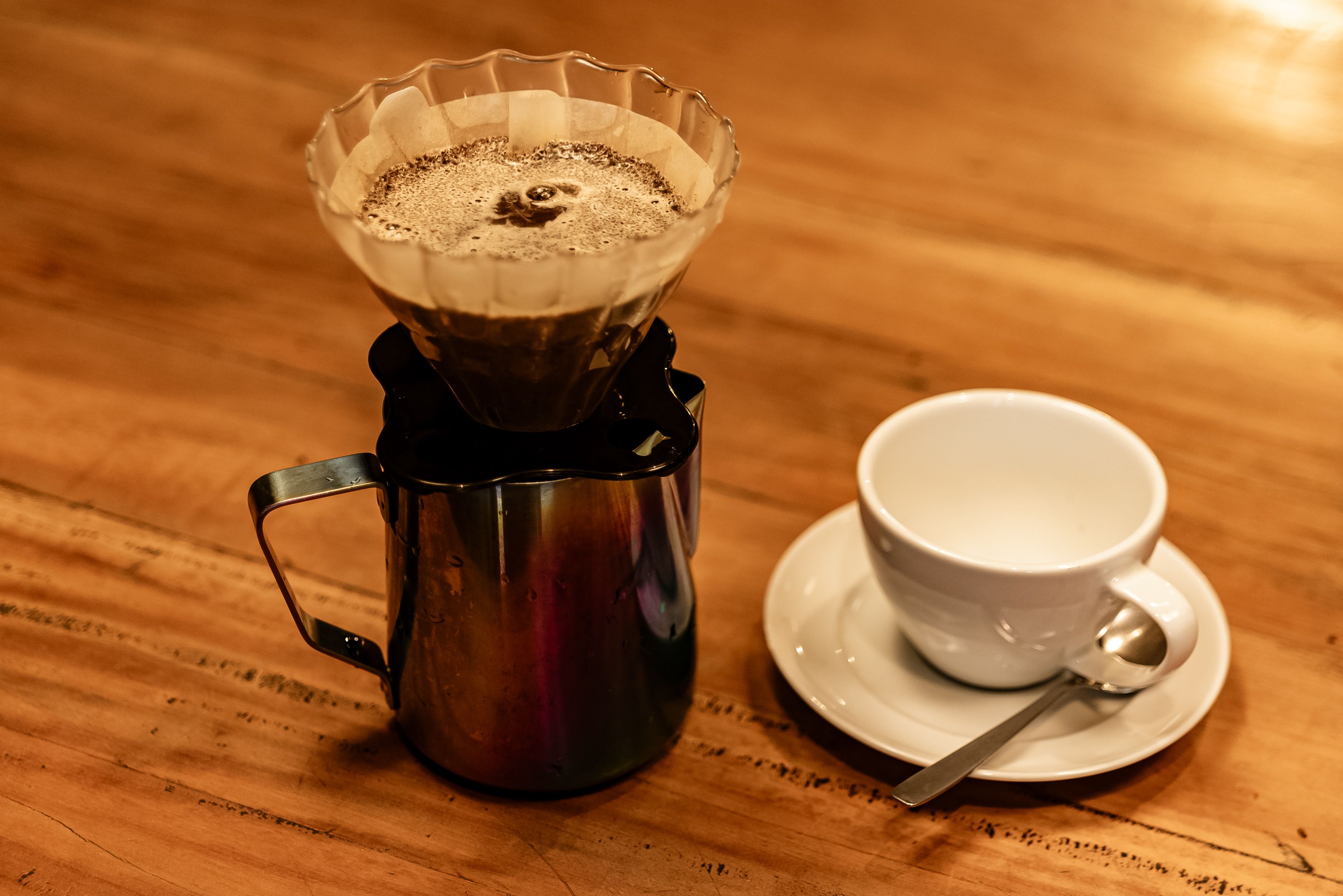 Sieve on Pitcher with Coffee · Free Stock Photo