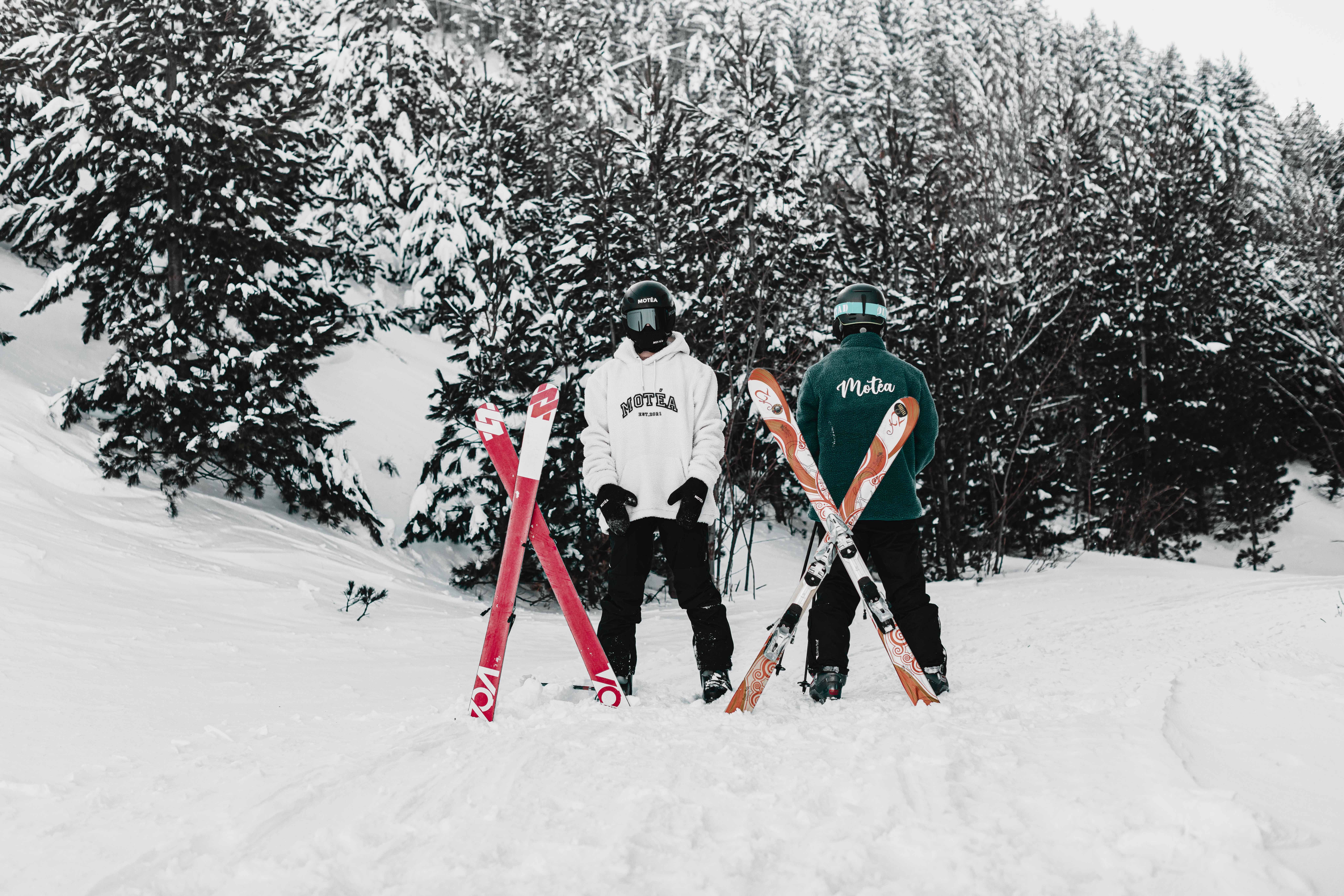Two Skiers Wearing Goggles Standing Outdoors with their Skis · Free ...