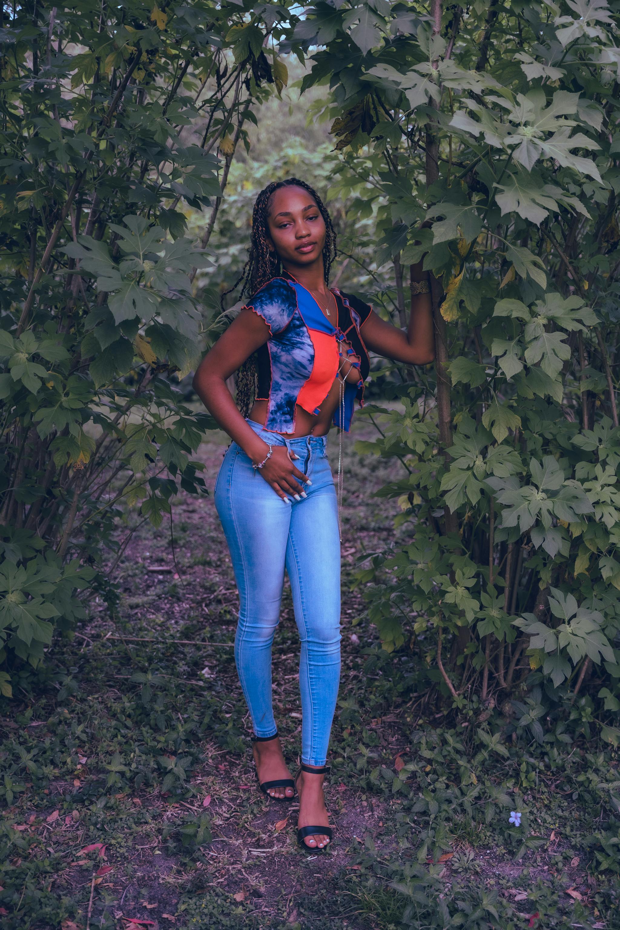 Woman in Jeans in Forest · Free Stock Photo