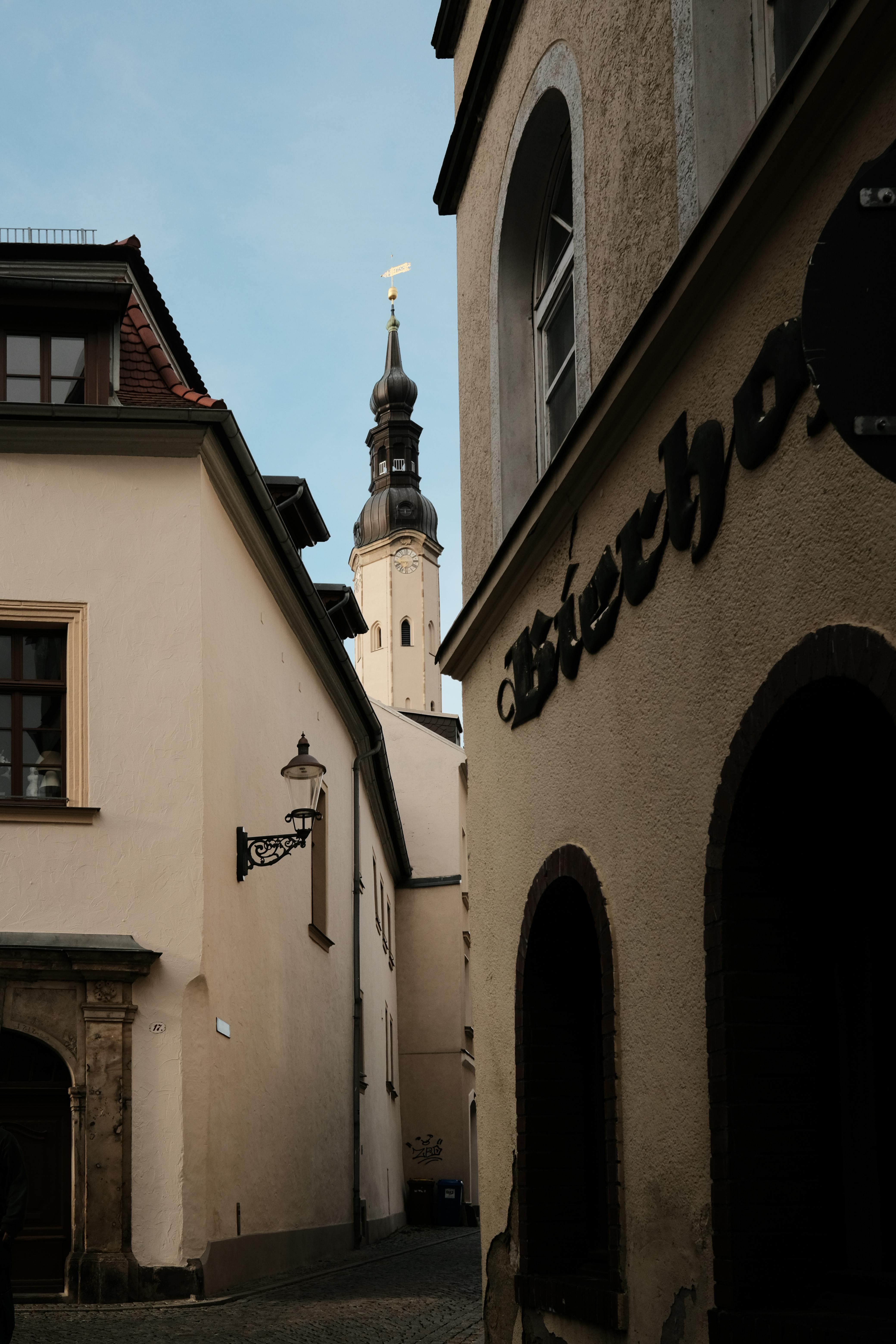 Church Tower Seen From Street in Zittau, Germany · Free Stock Photo
