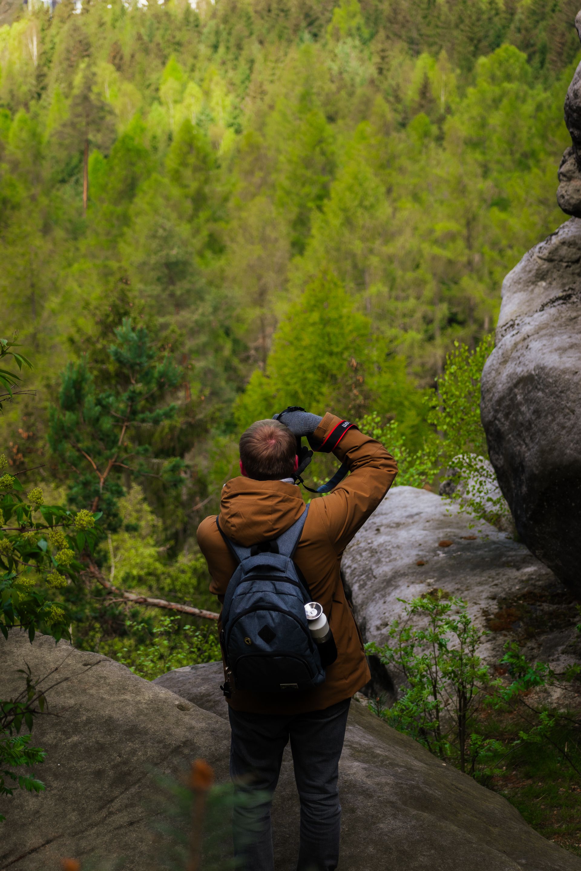 Backpacker Photographing in Zittau Mountain Nature Park · Free Stock Photo