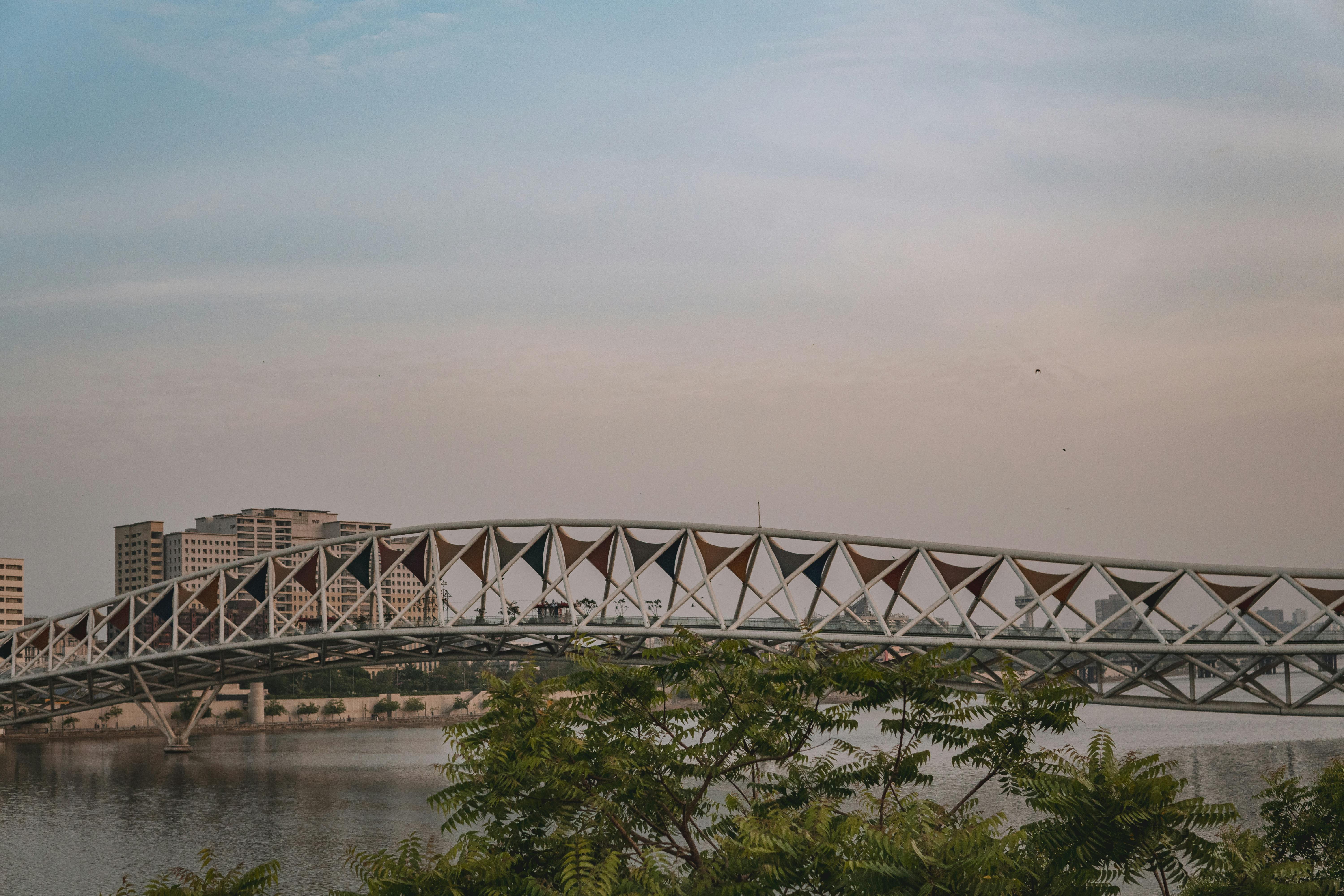 View of the Atal Pedestrian Bridge at Sabarmati Riverfront on Sabarmati ...
