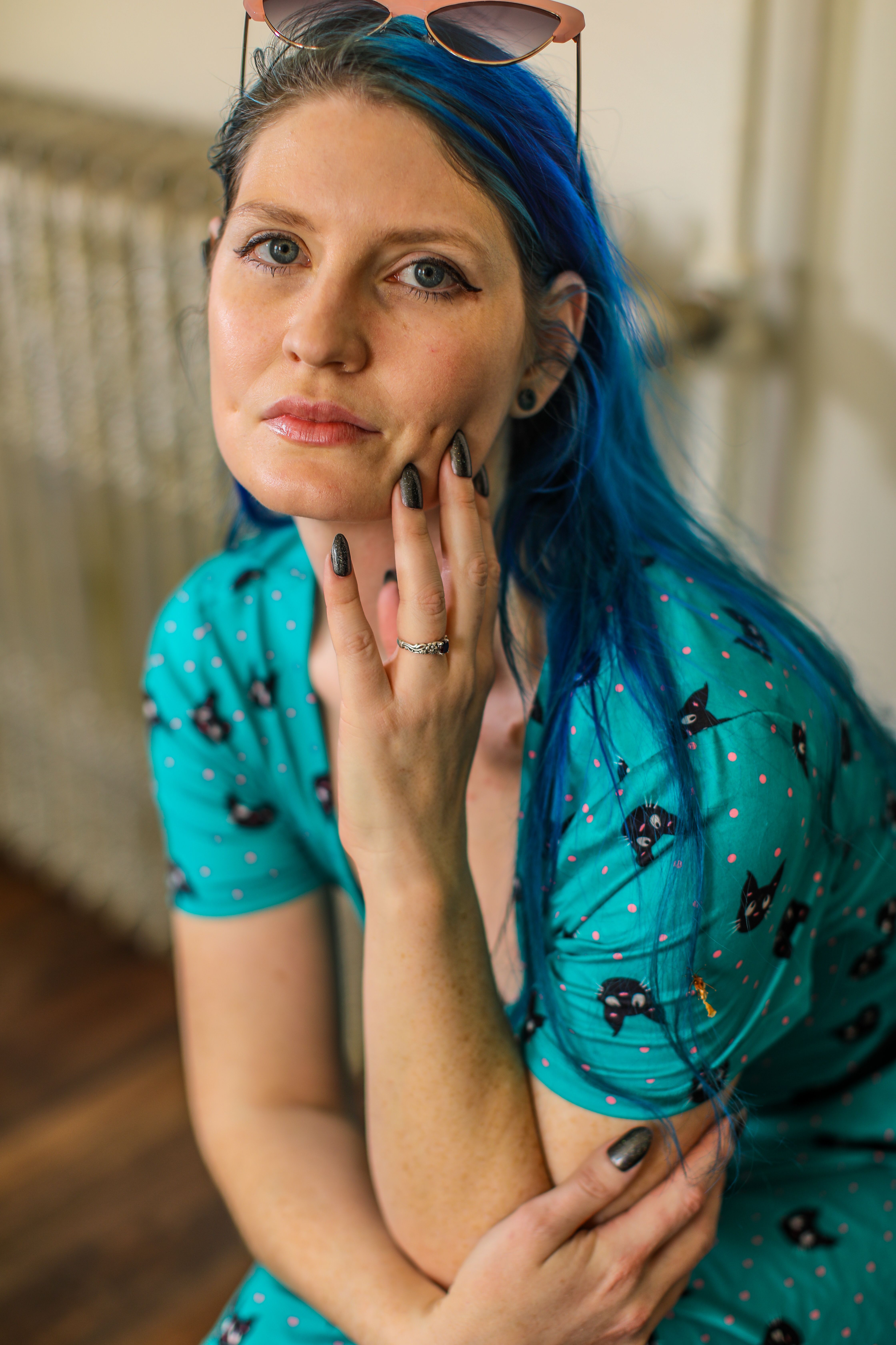 Portrait of a Woman with Blue Hair · Free Stock Photo