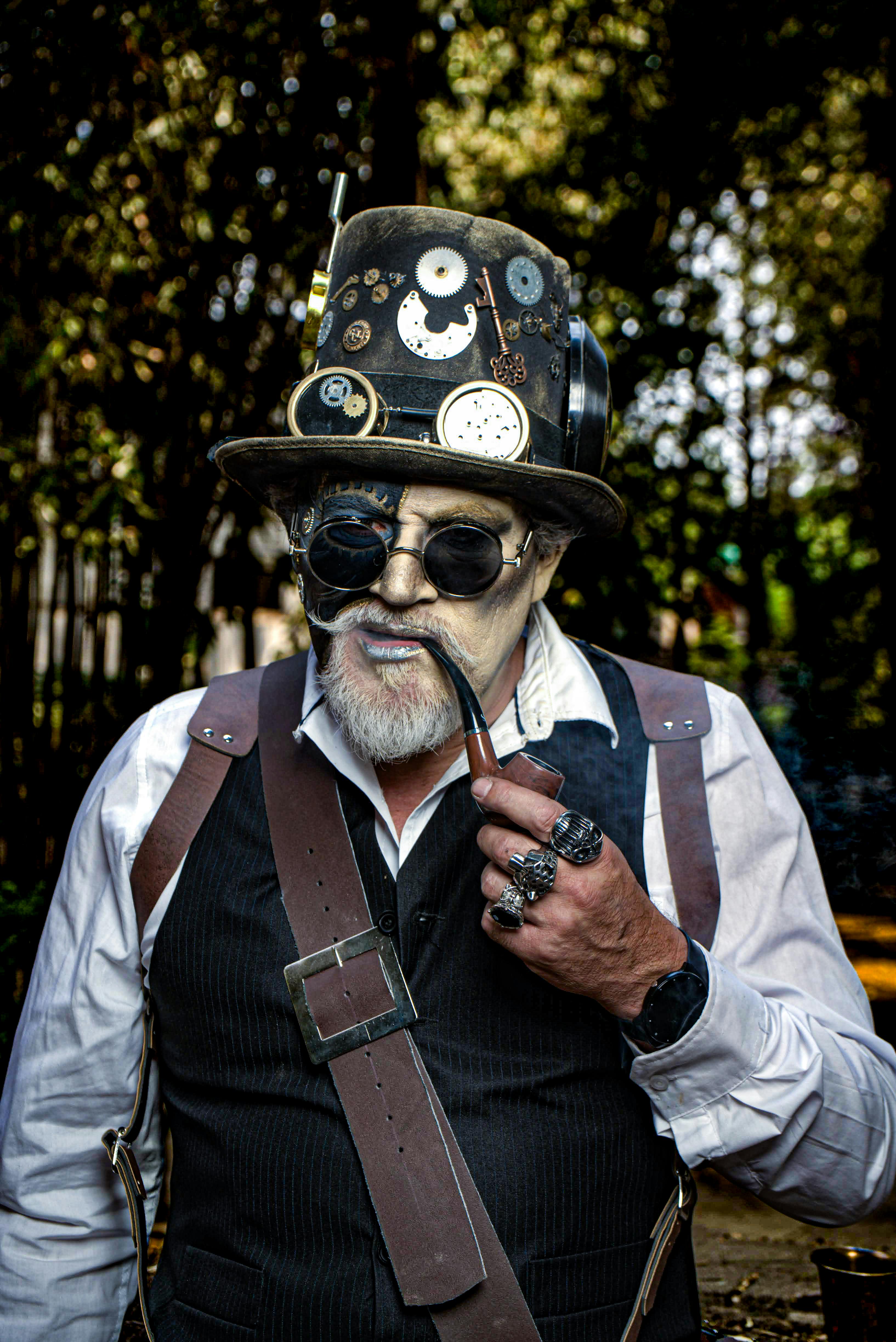 Steampunk Style Bearded Man with Pipe · Free Stock Photo