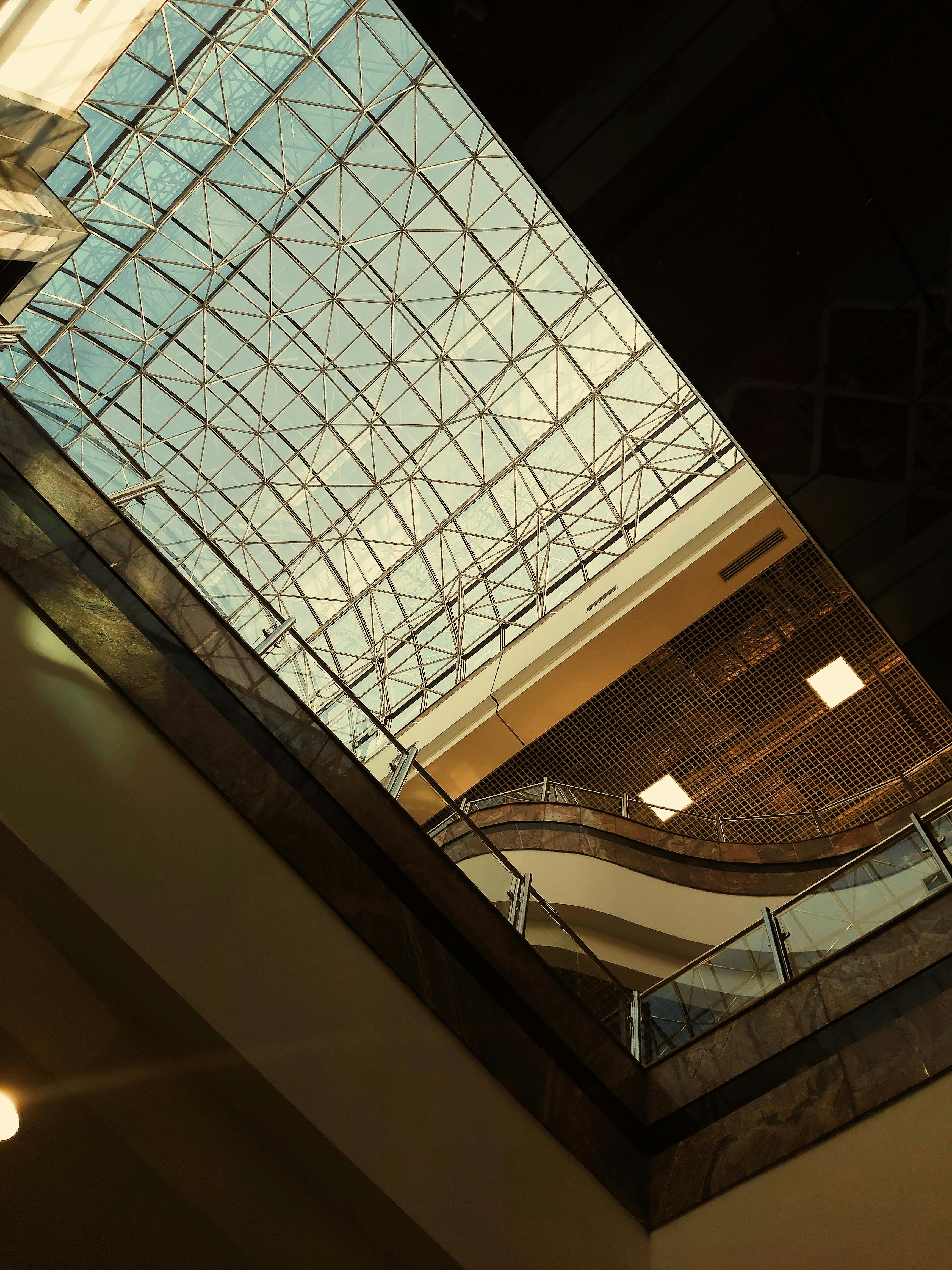 Glass Ceiling in Modern Interior · Free Stock Photo