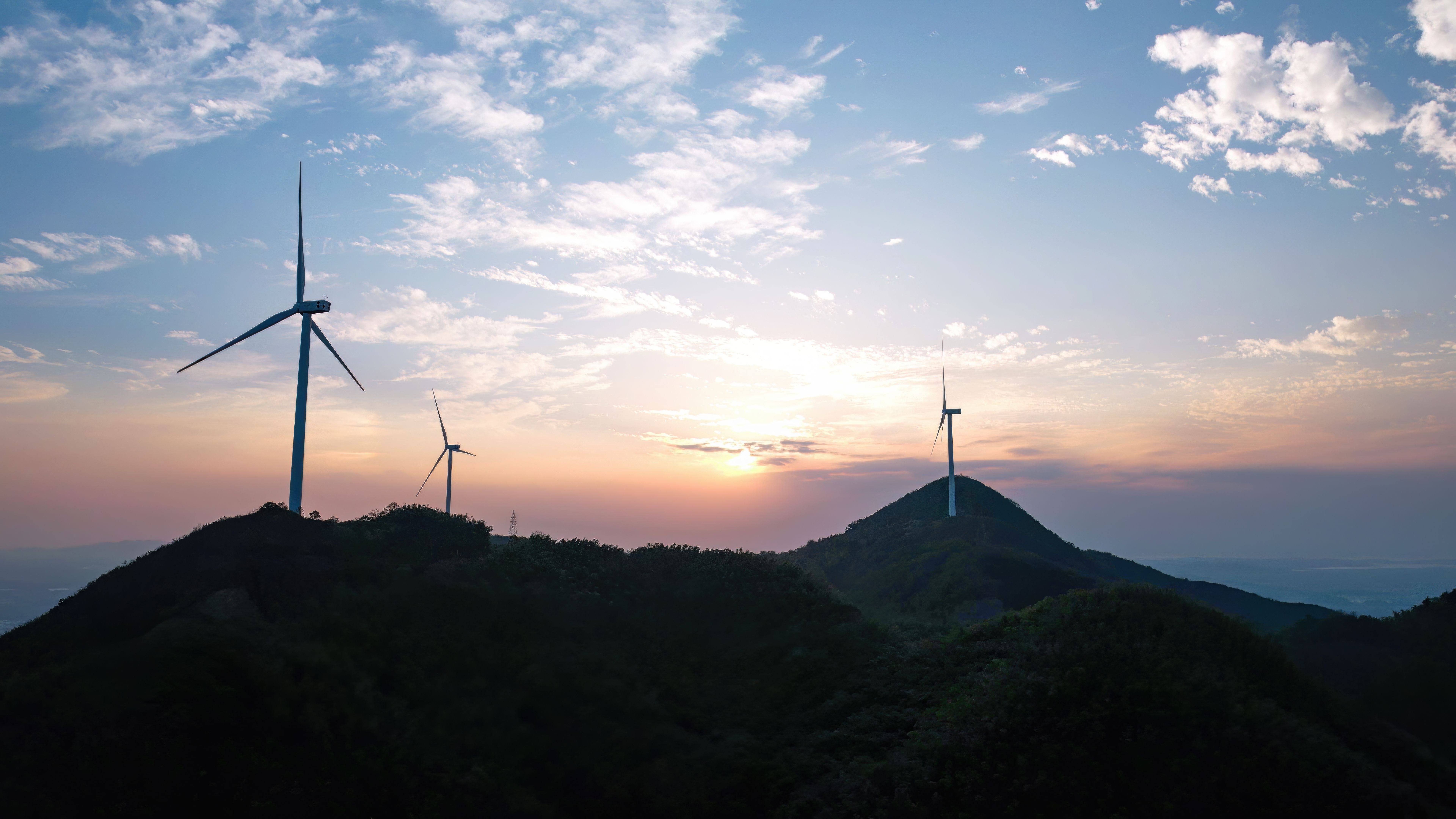 Wind Turbines on Hills at Sunset · Free Stock Photo