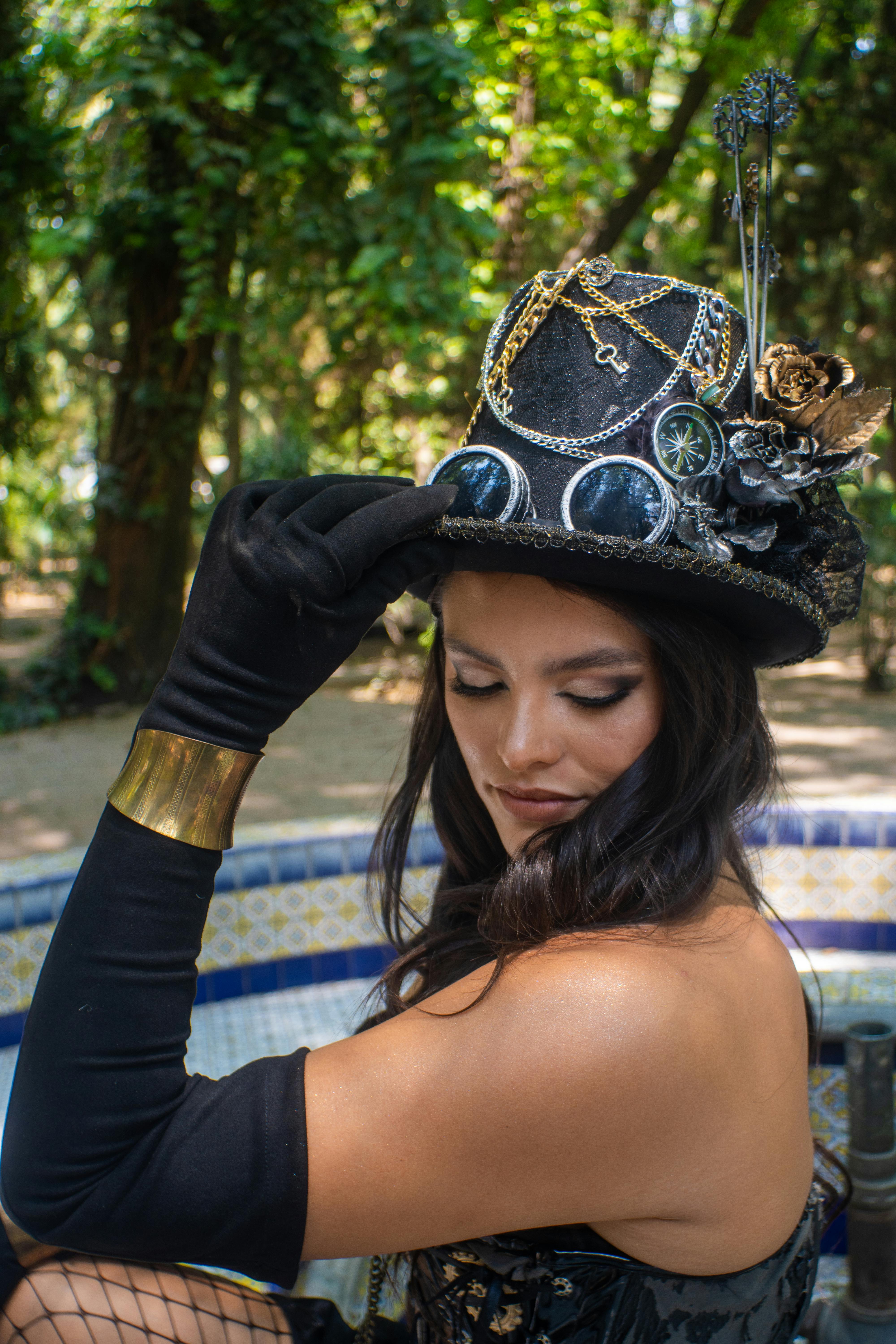 A Woman in a Steampunk Costume Posing Outside · Free Stock Photo
