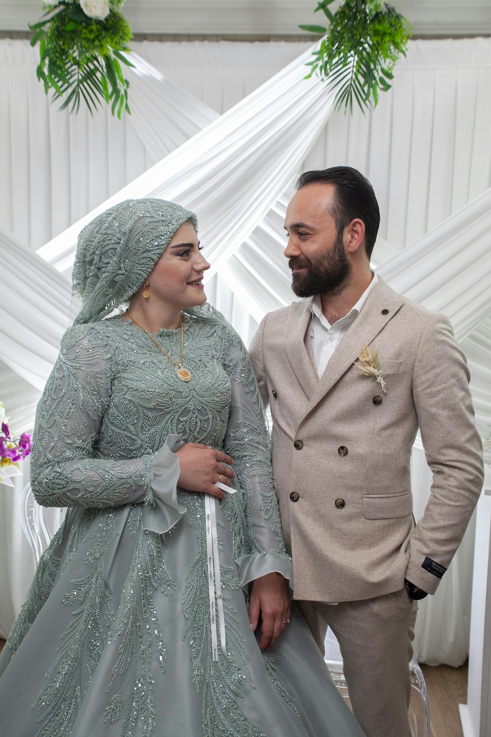 Groom in Suit with Bride in Wedding Dress · Free Stock Photo