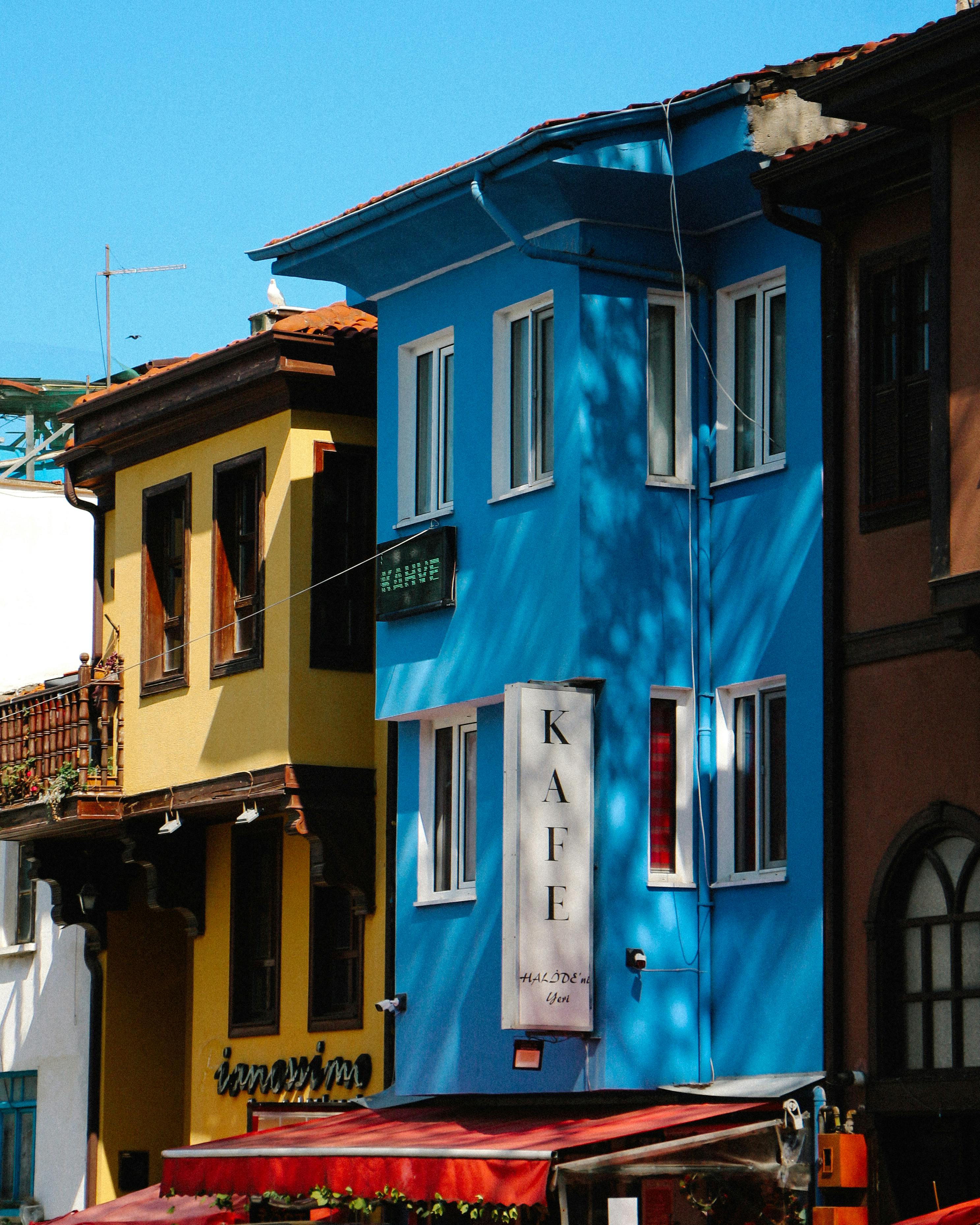 Blue Facade of Cafe · Free Stock Photo