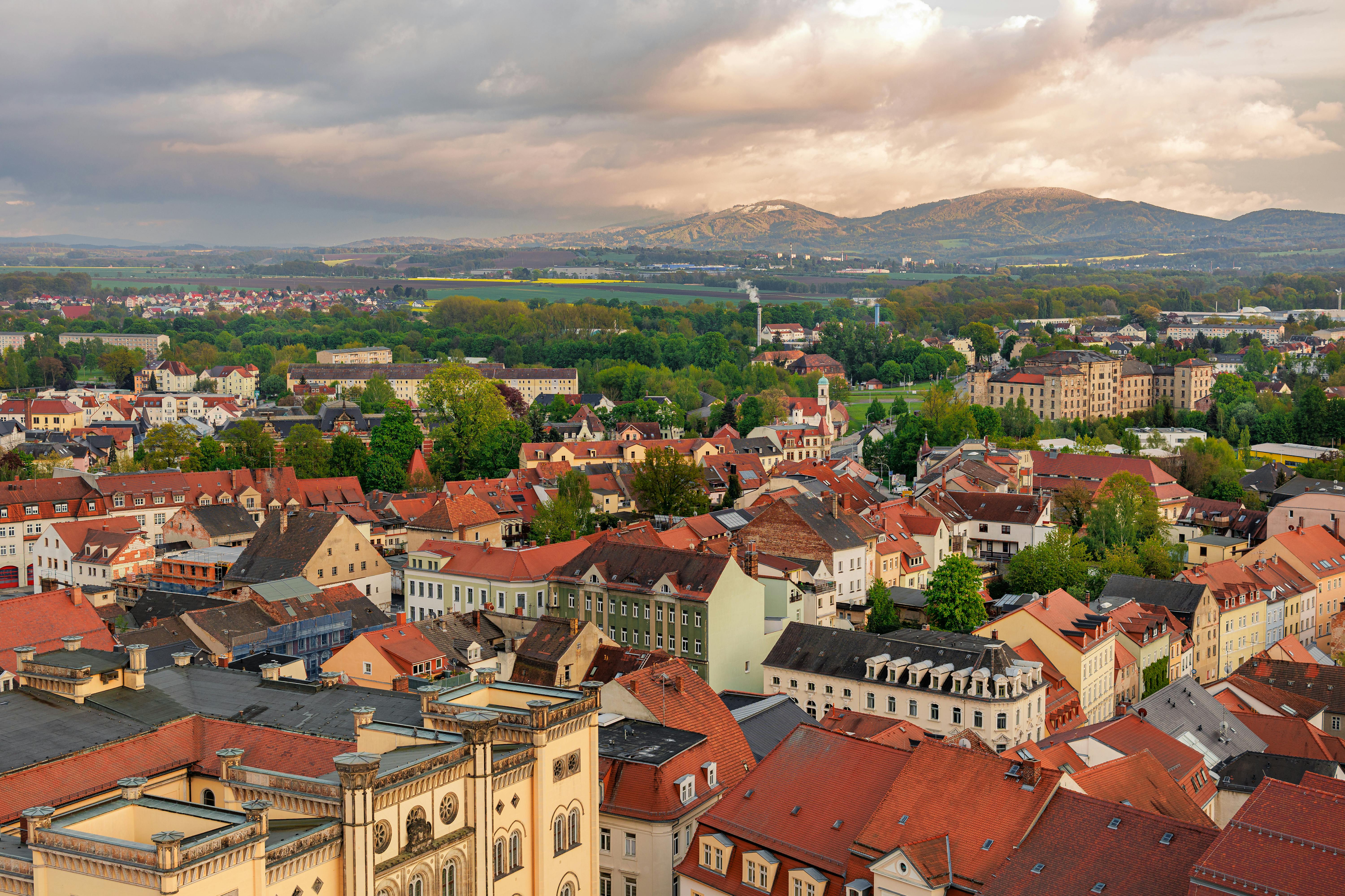 Aerial View of Zittau, Germany and Mountains in the Distance · Free ...