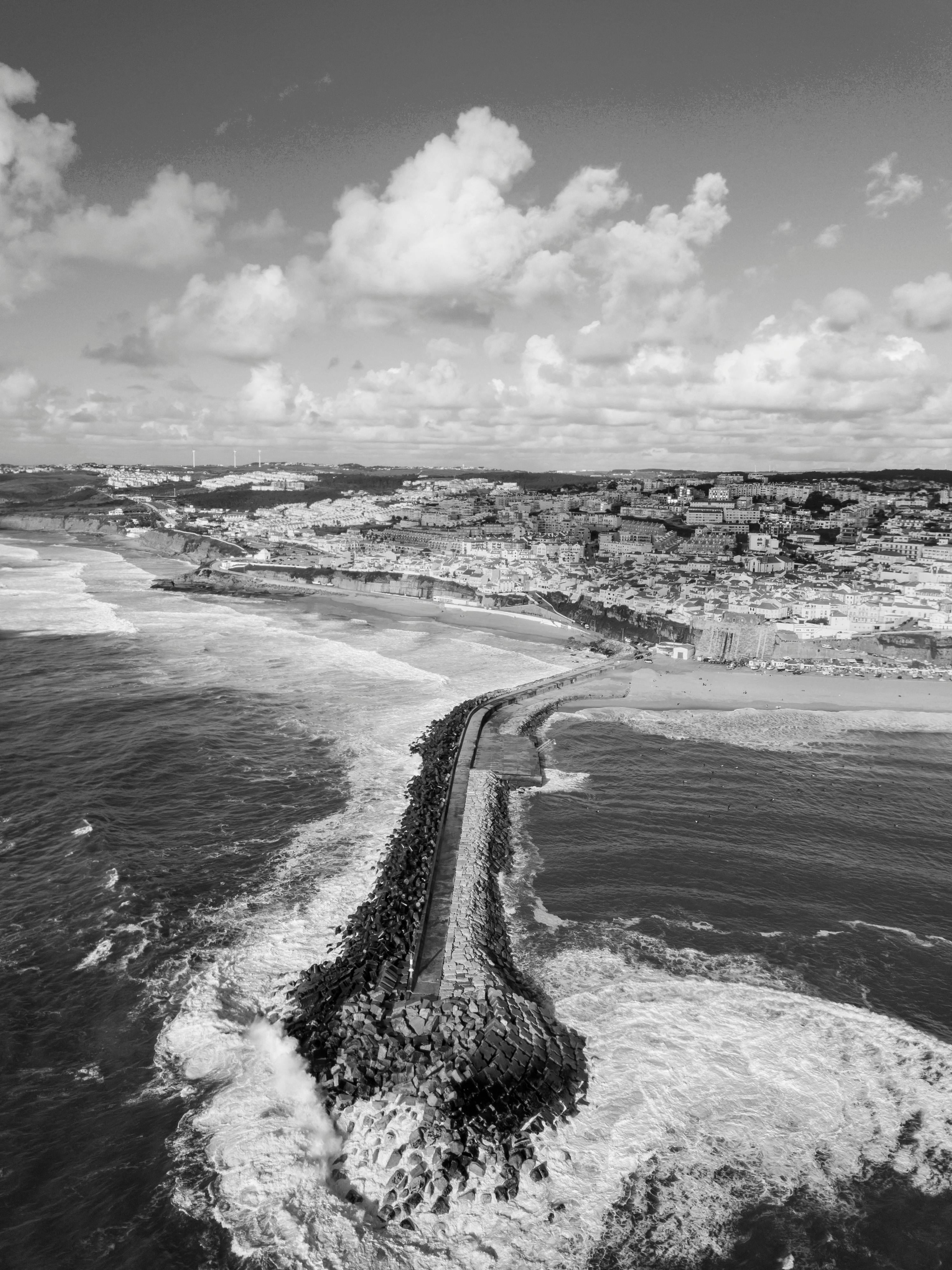 Aerial View of the Breakwater Pier in Ericeira · Free Stock Photo
