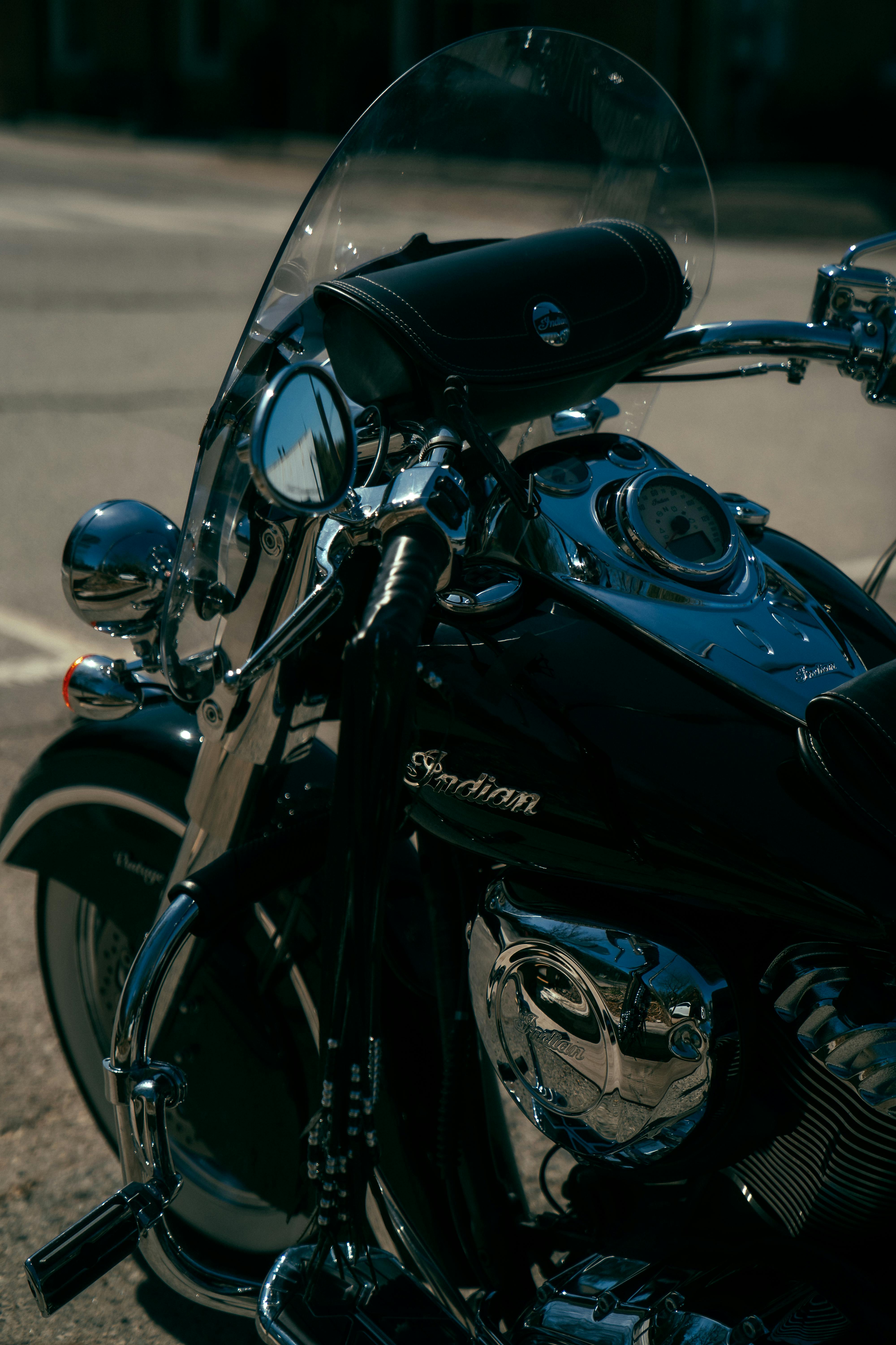 Close-up of a Black Indian Chief Motorcycle · Free Stock Photo