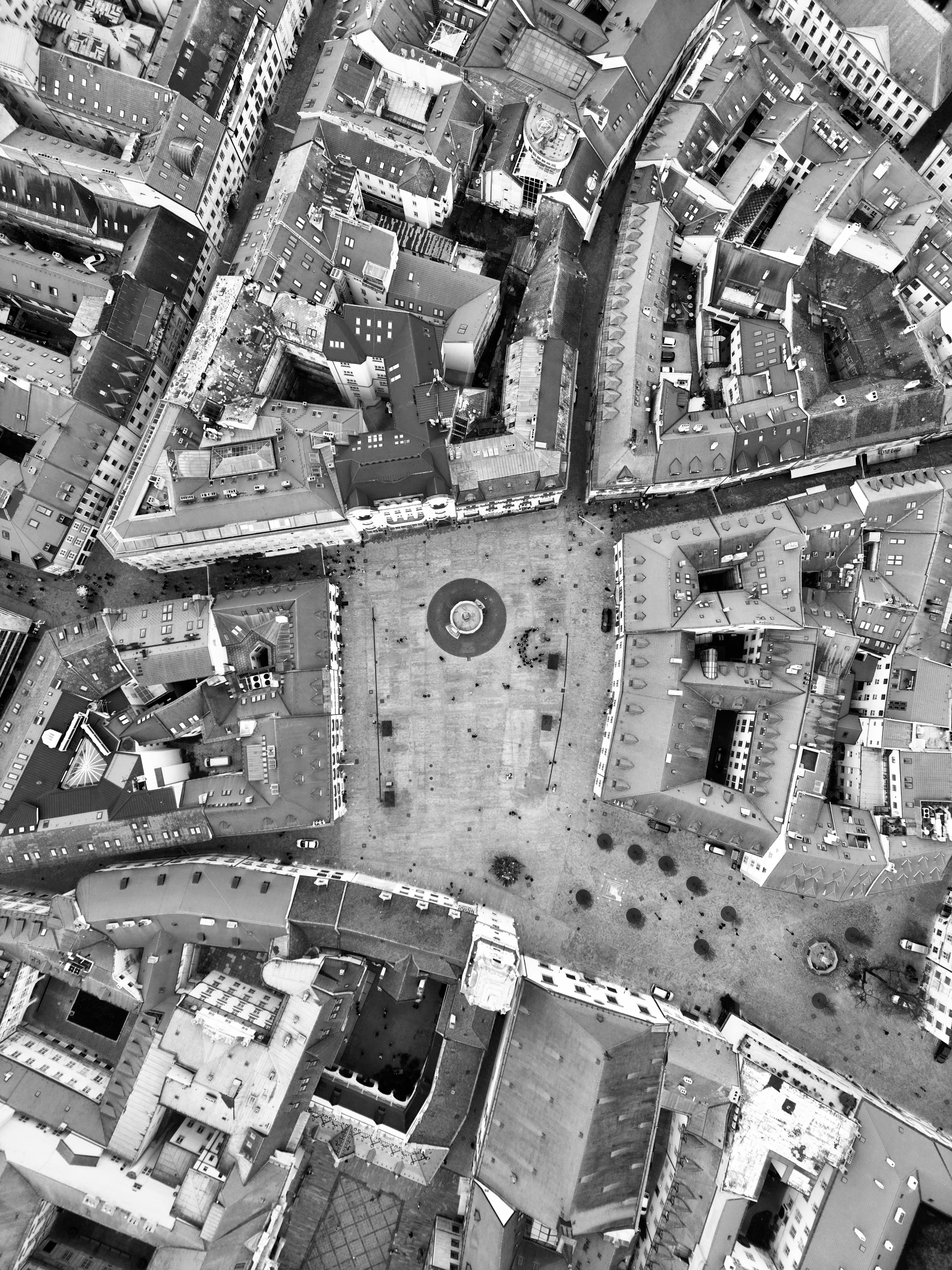 Top View of Rooftops of Buildings in Town in Black and White · Free ...