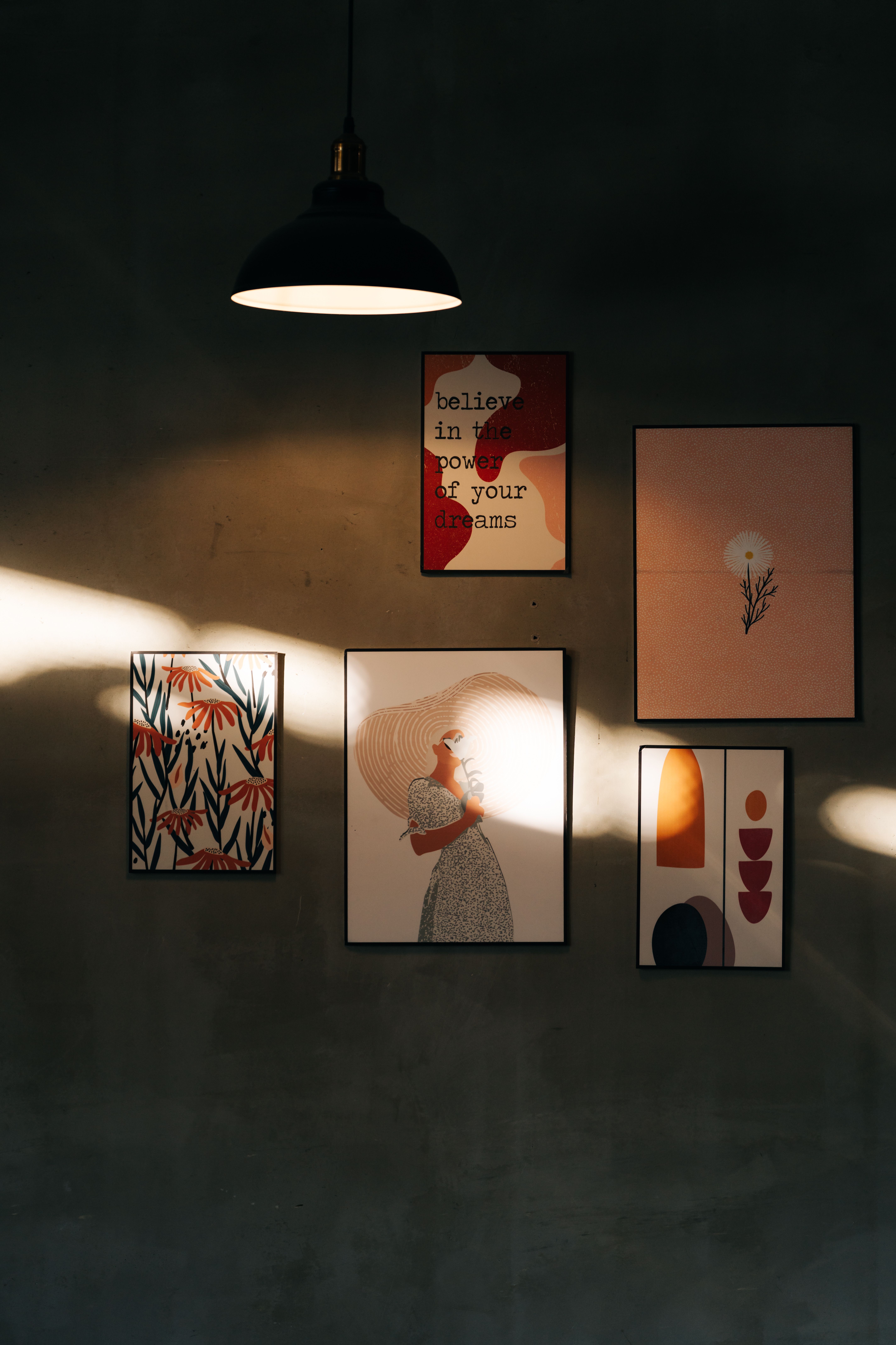 Lamp over Drawings on Wall · Free Stock Photo