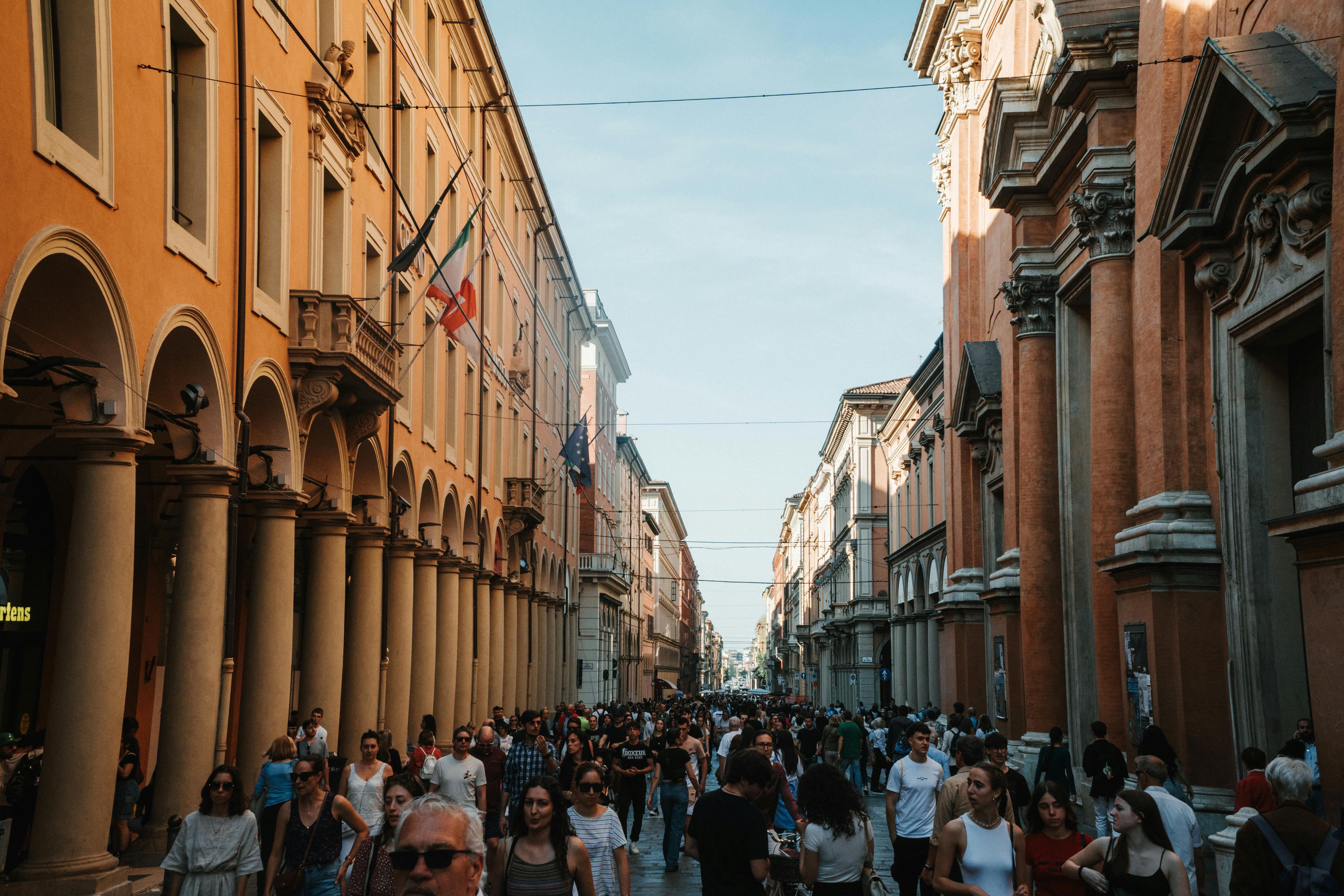 Crowd on Street in Bologna, Italy · Free Stock Photo