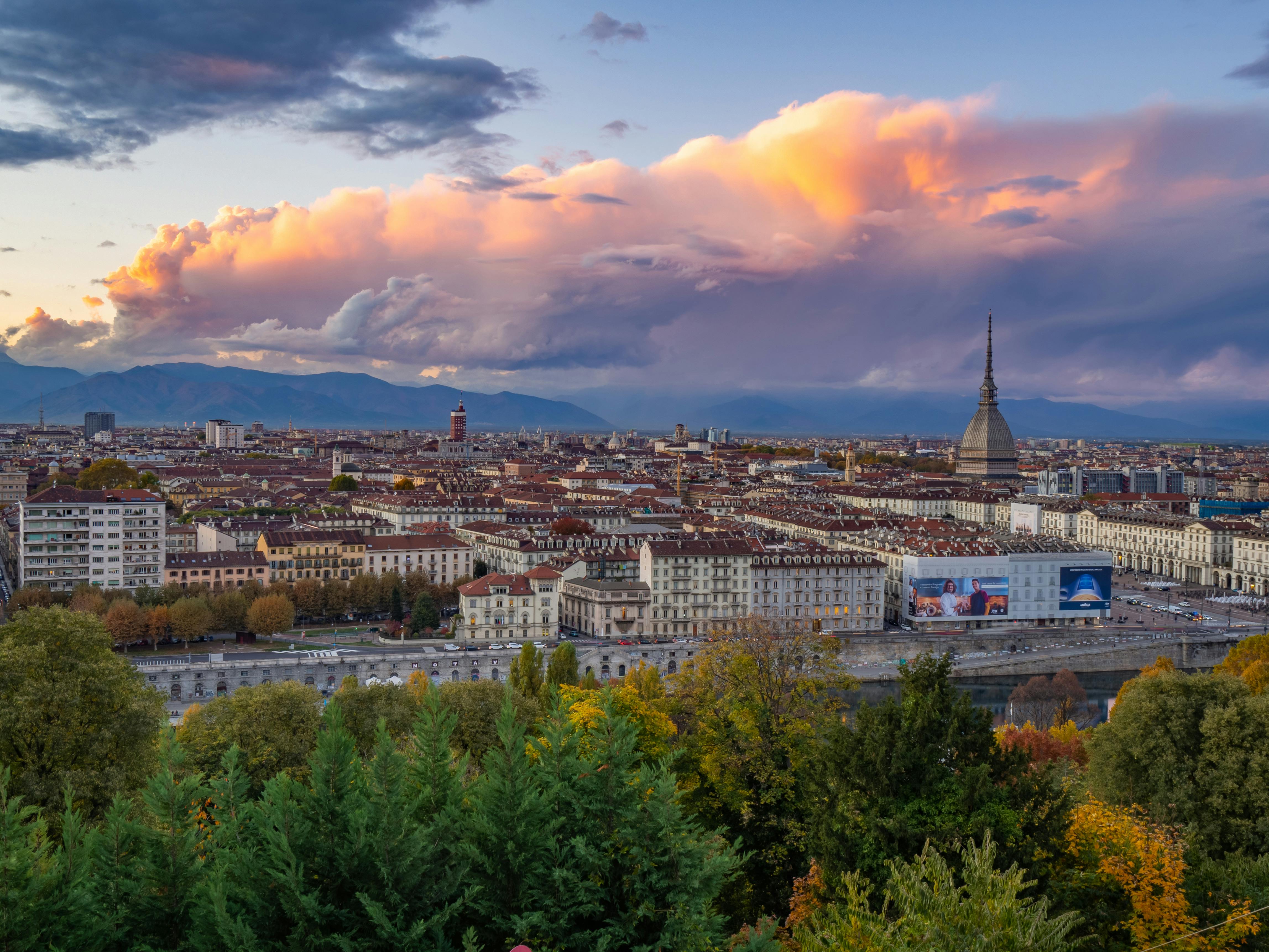 Panorama of Turin with Mole Antonelliana and Torre Littoria · Free ...