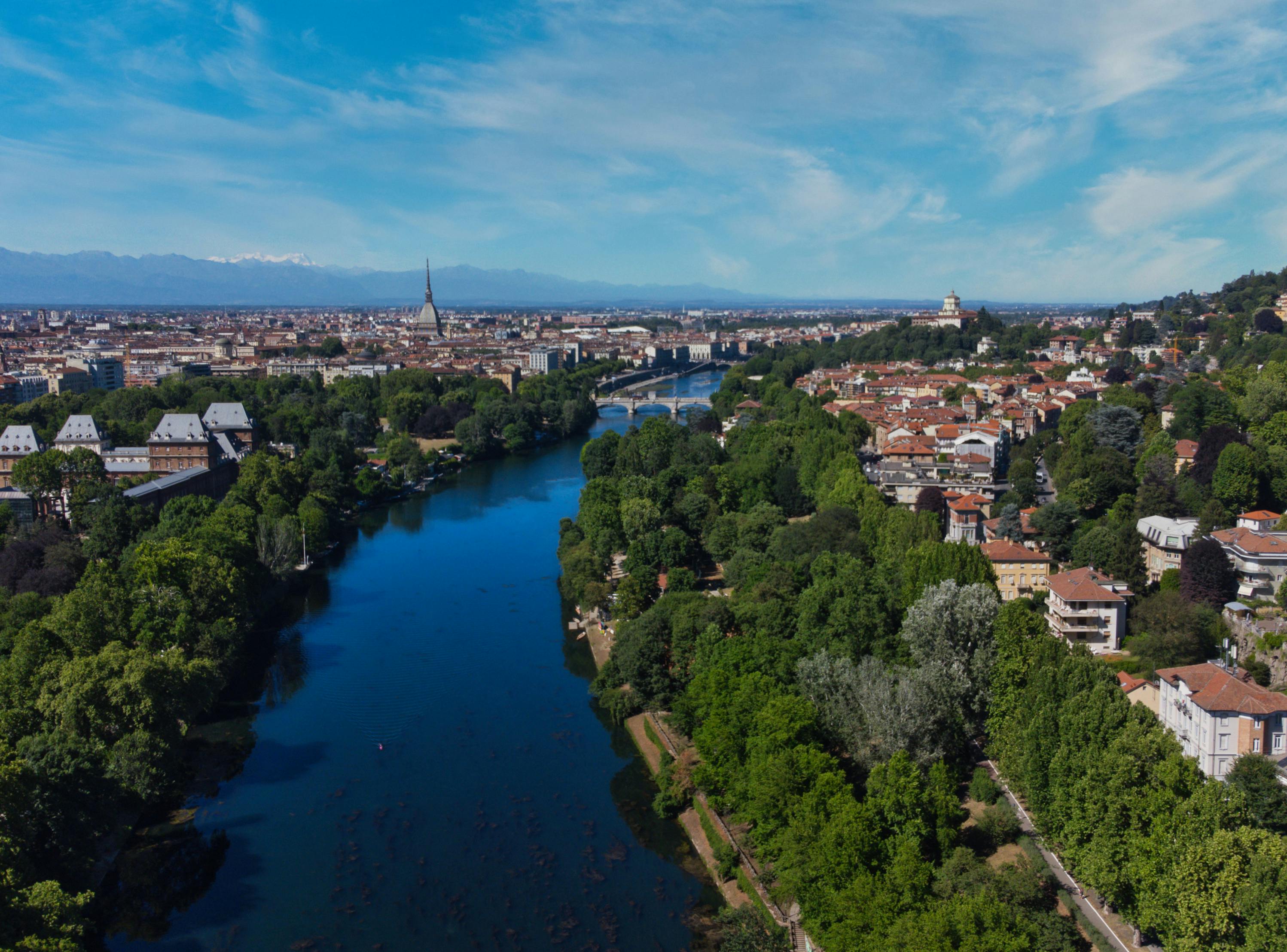 Aerial View of the Po River and the City of Turin, Italy · Free Stock Photo