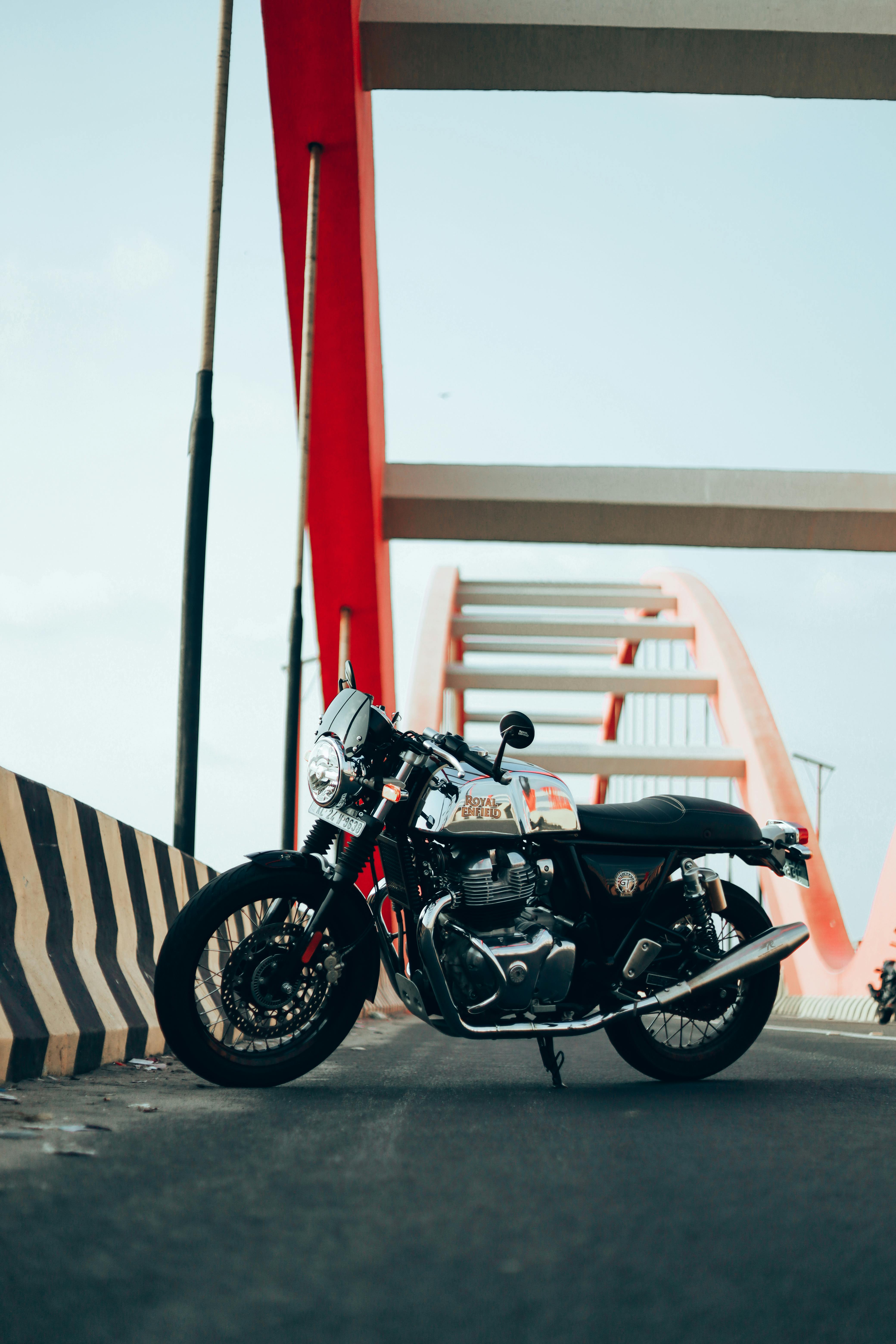 Cafe Racer Motorcycle on Bridge · Free Stock Photo