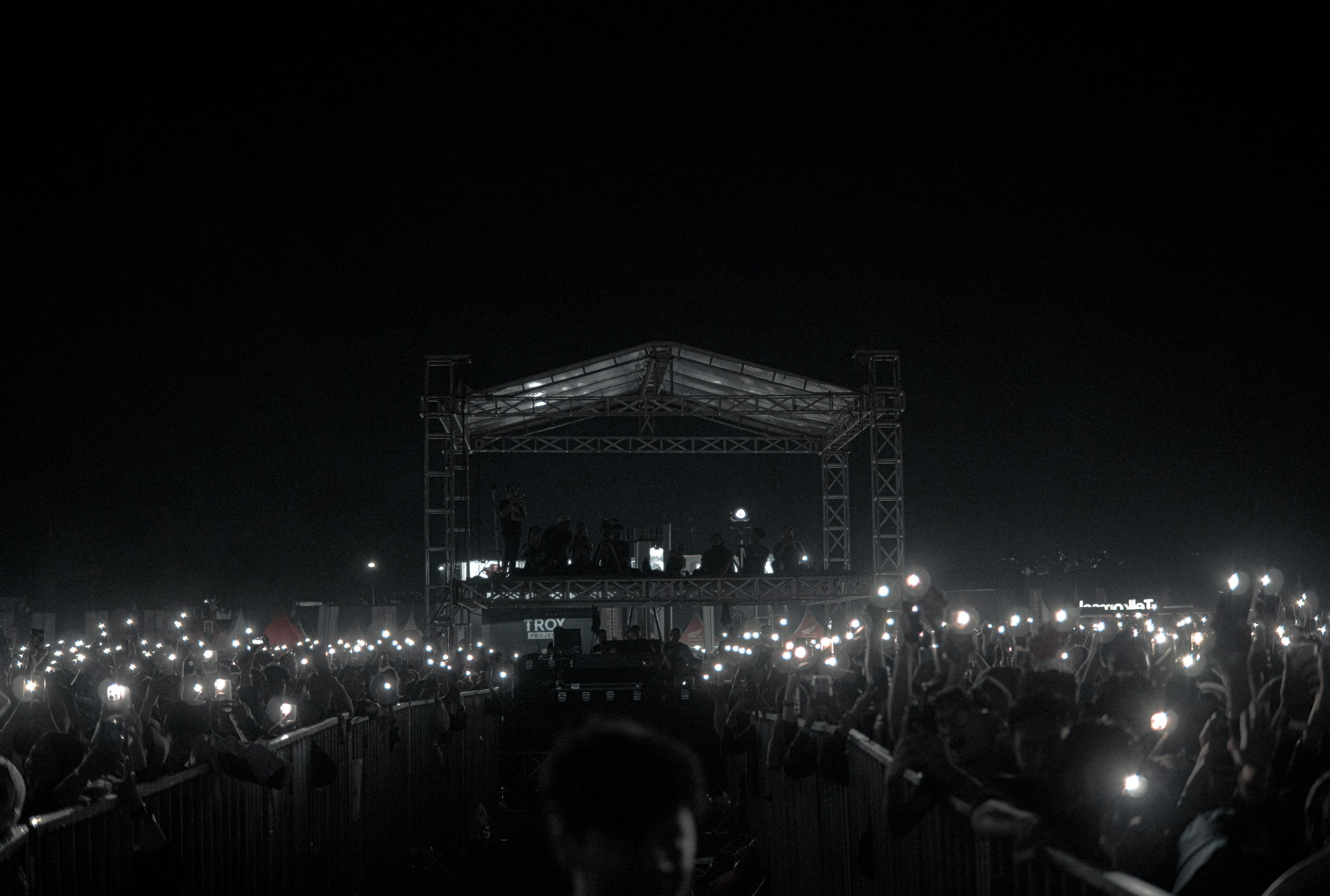 Crowd Watching Show Inside the Dark Stadium · Free Stock Photo