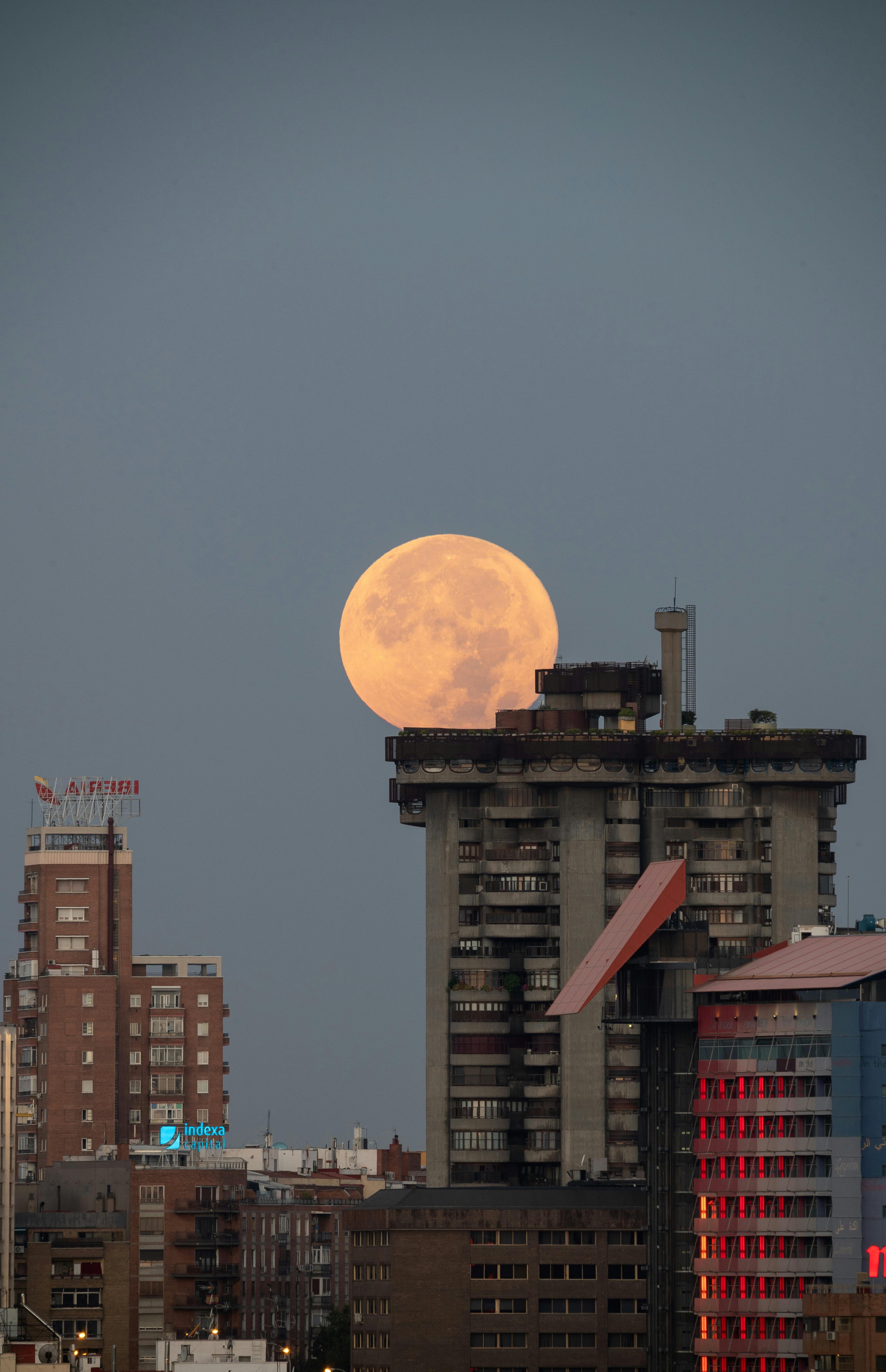 Full Moon over Buildings in City · Free Stock Photo