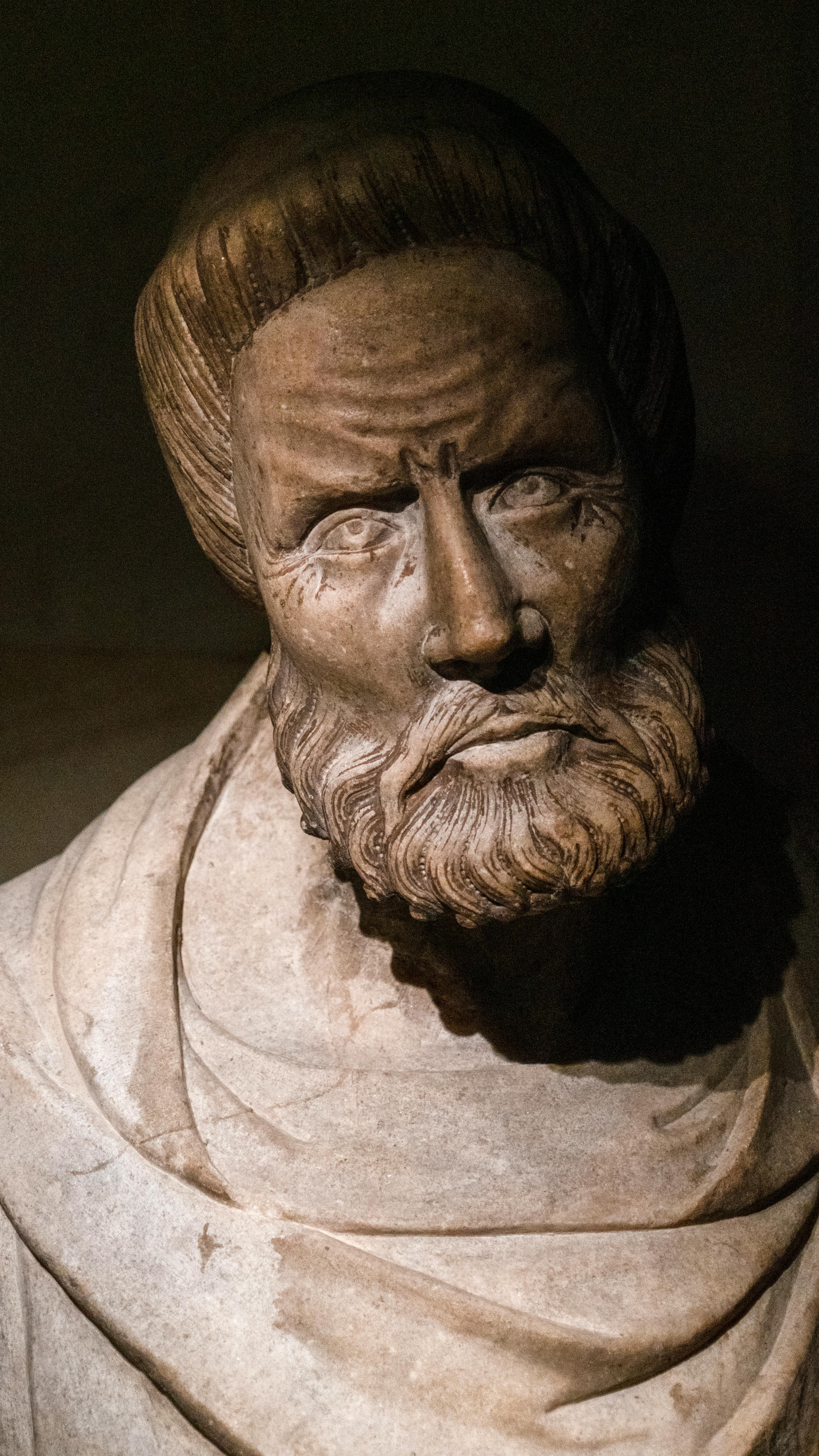 Close-up of an Ancient Sculpture of a Man · Free Stock Photo