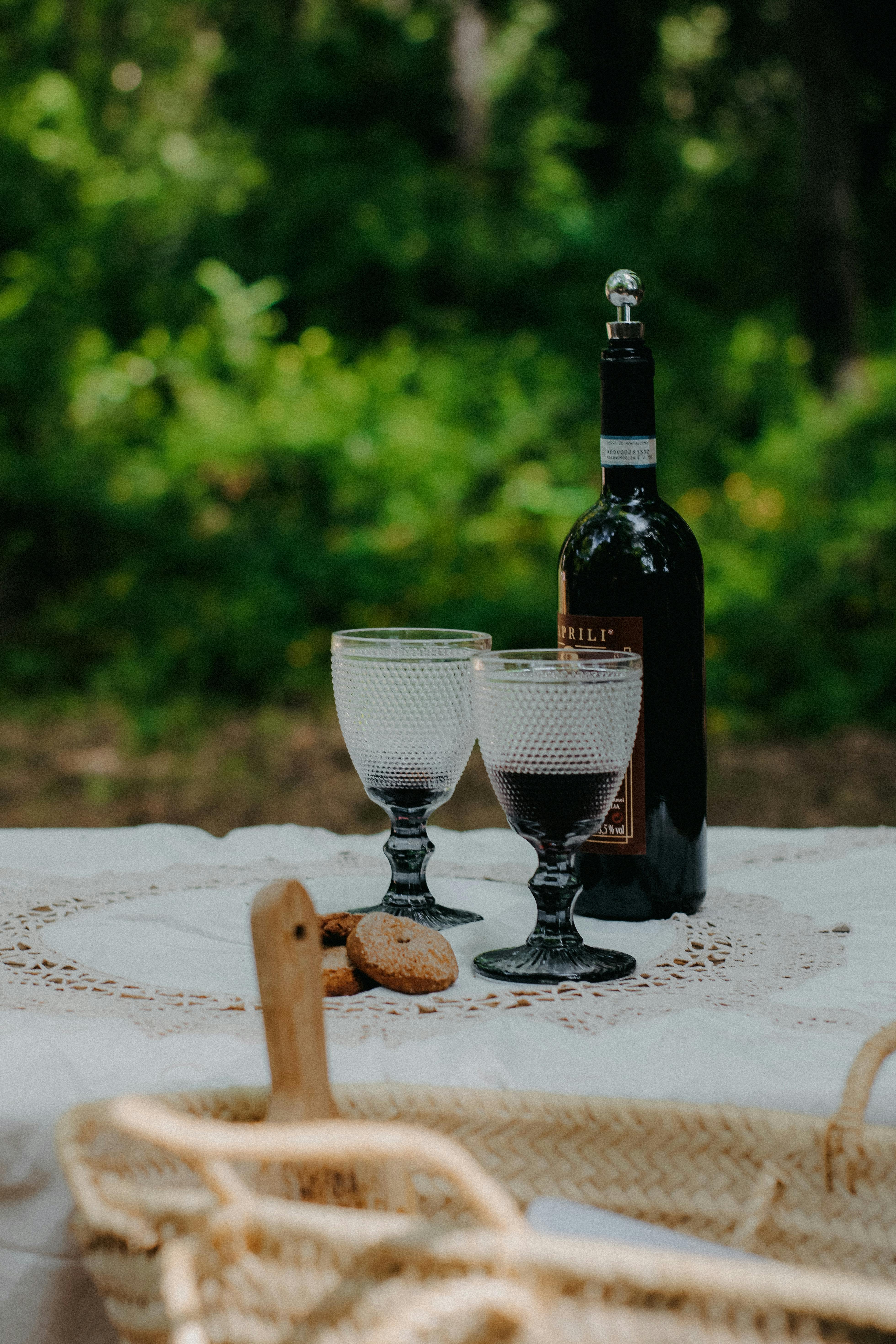 Wine with Two Goblets on Table · Free Stock Photo