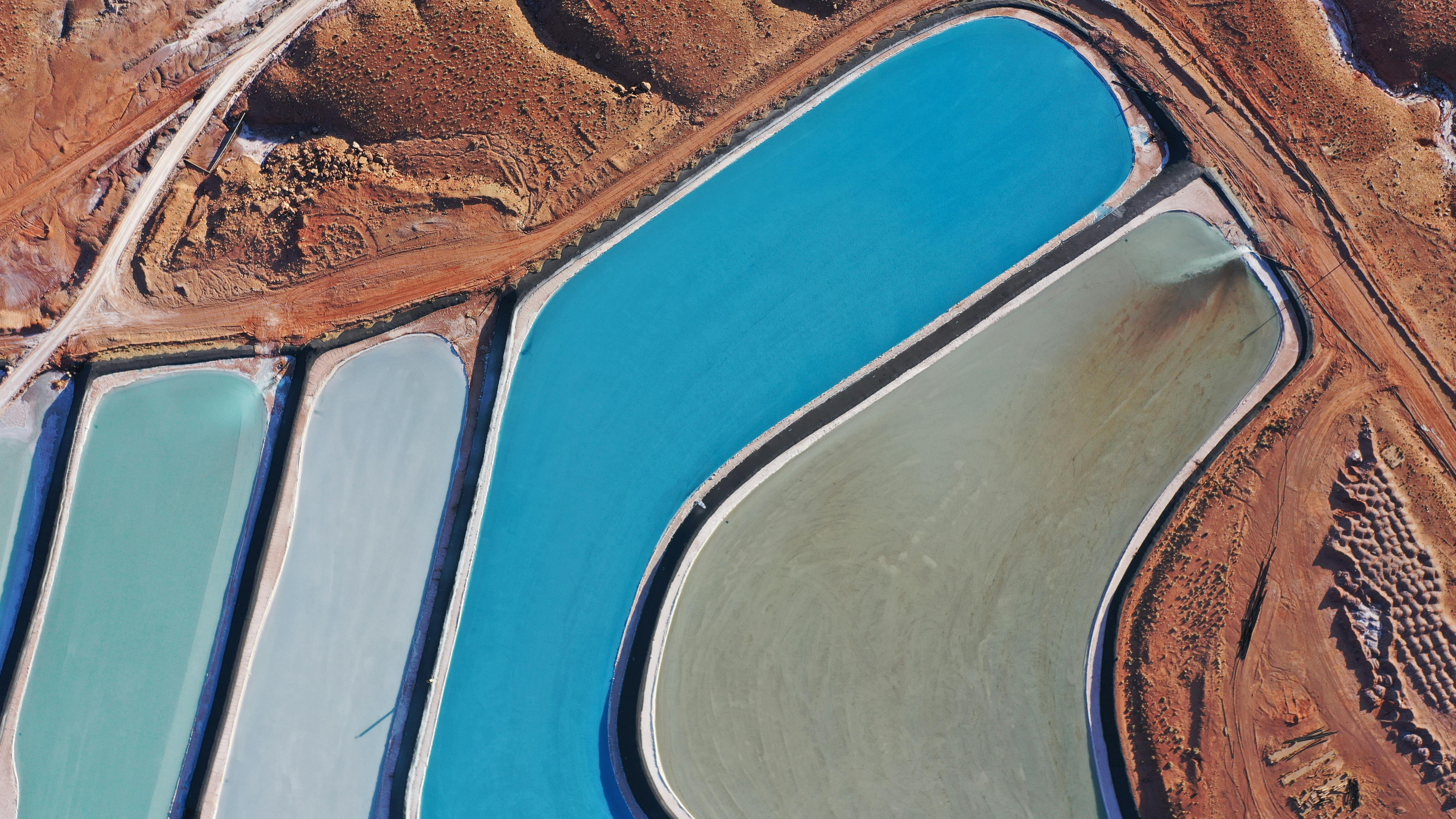 Drone Shot of Potash Ponds in Moab Desert · Free Stock Photo
