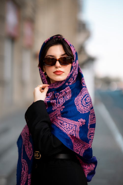 Beautiful Woman Wearing Head Scarf Posing In An Urban Setting · Free