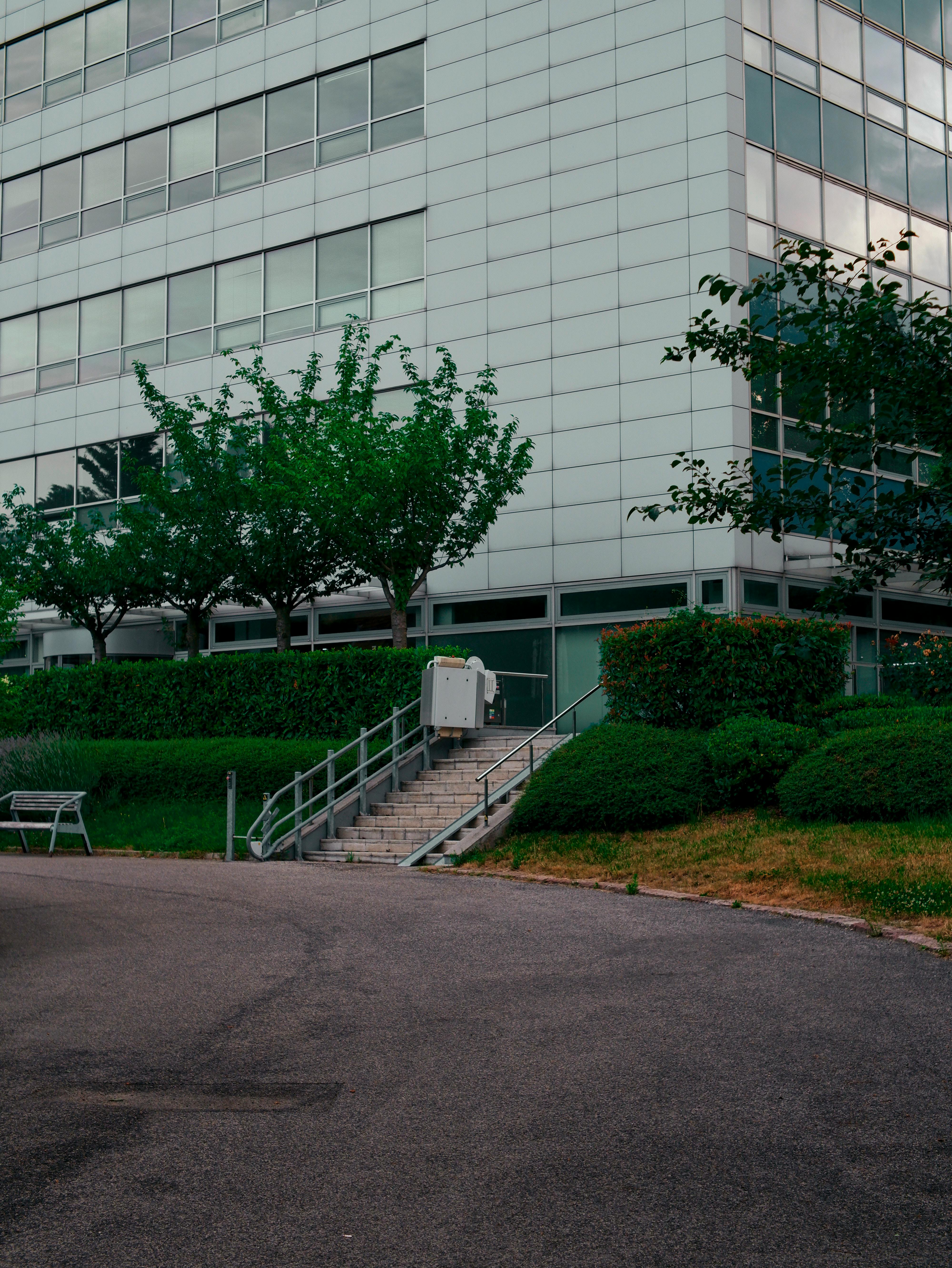 View of a Street and a Modern Building with Trees in the Front · Free ...