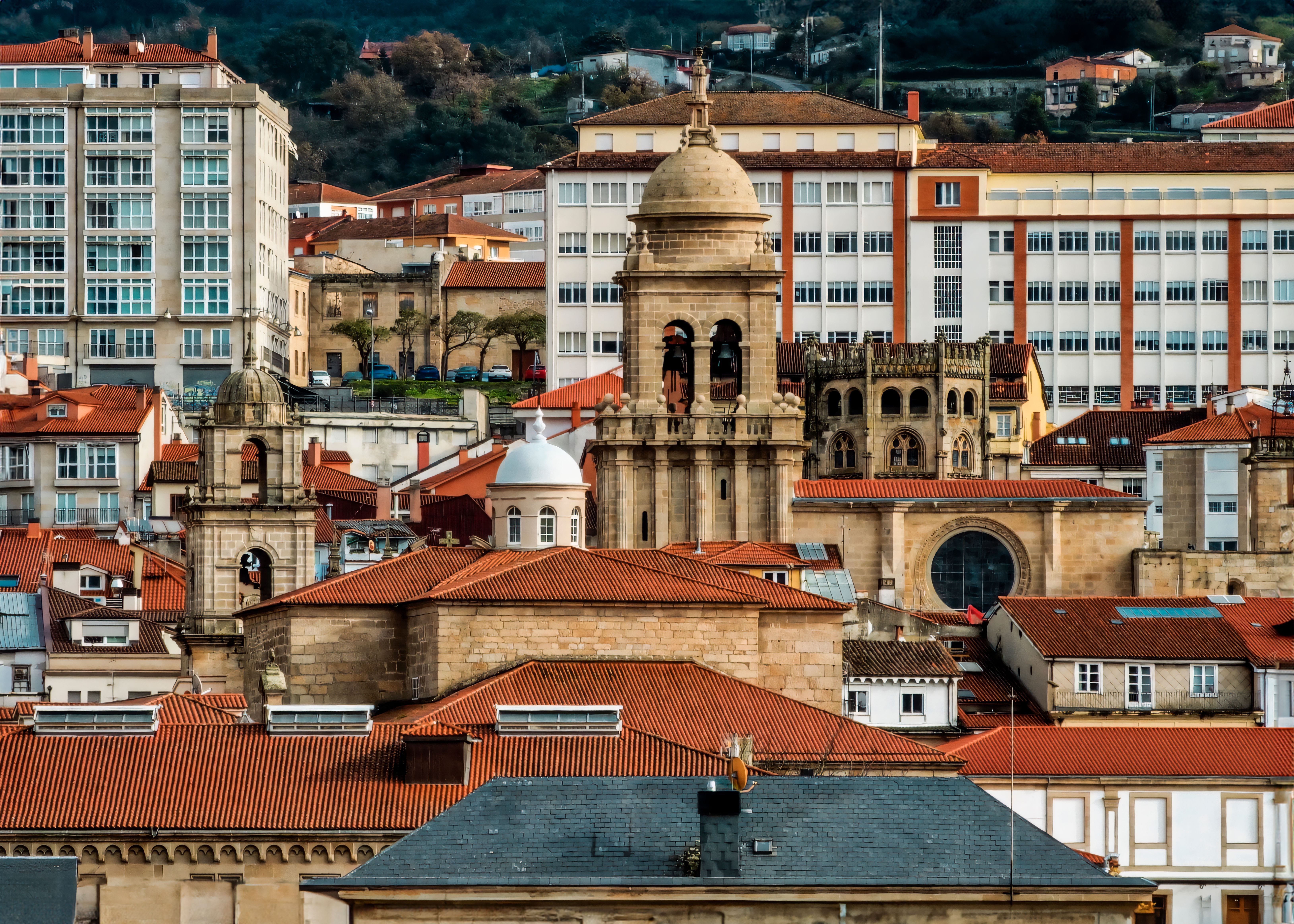 Urban Dense Architecture with Church · Free Stock Photo