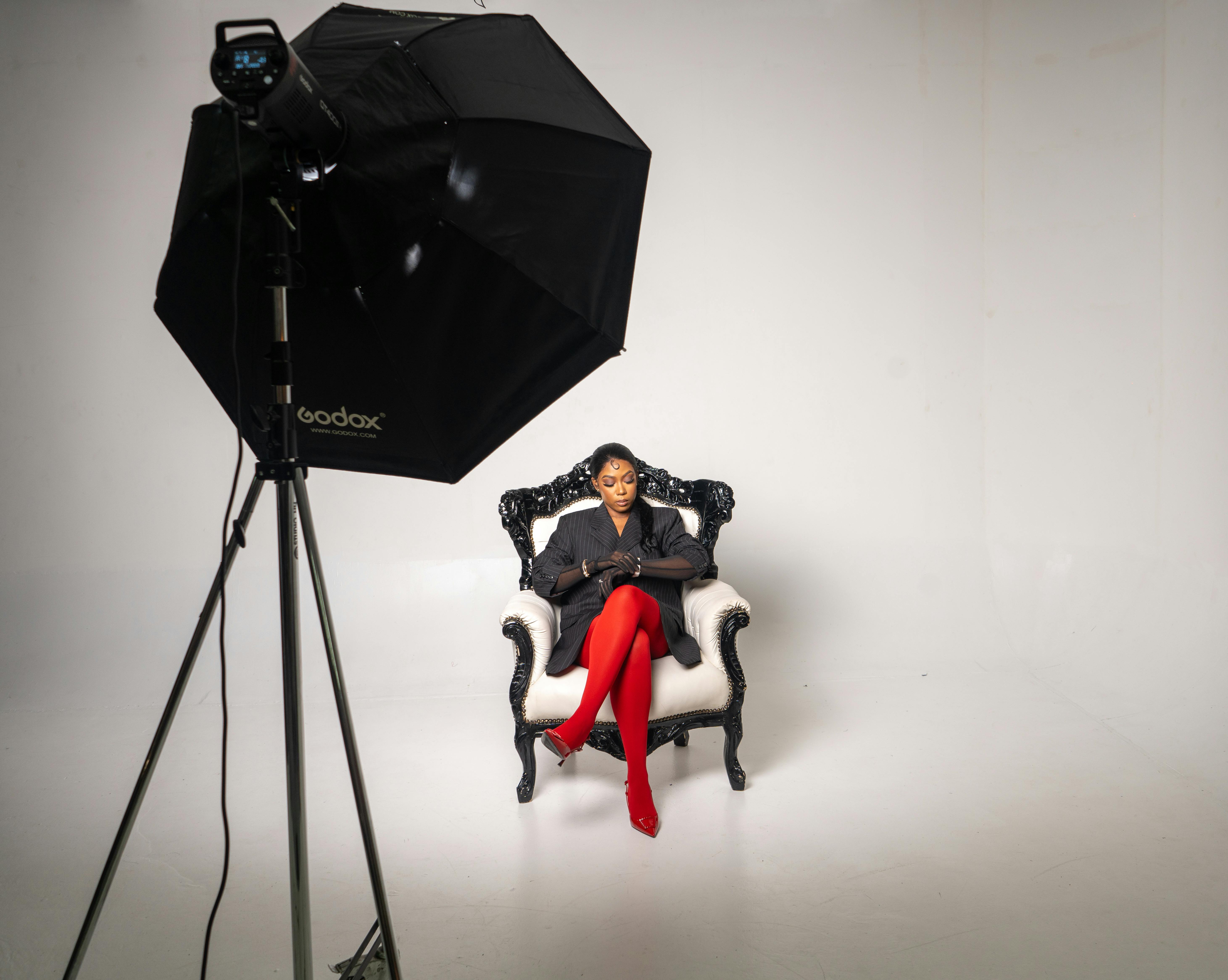 A woman sitting in a chair with red high heels · Free Stock Photo