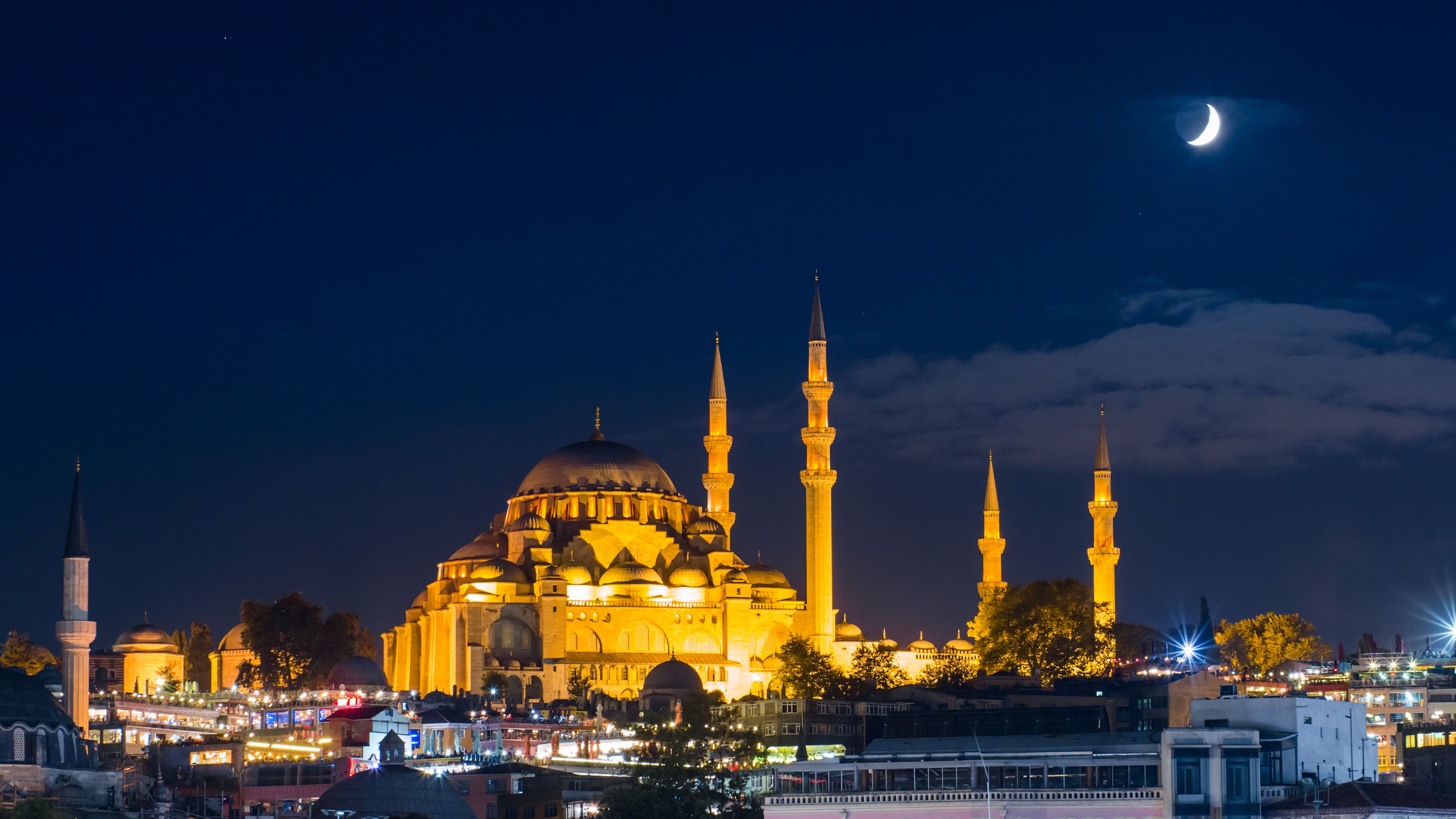 View of Illuminated Mosque in Istanbul at Night · Free Stock Photo