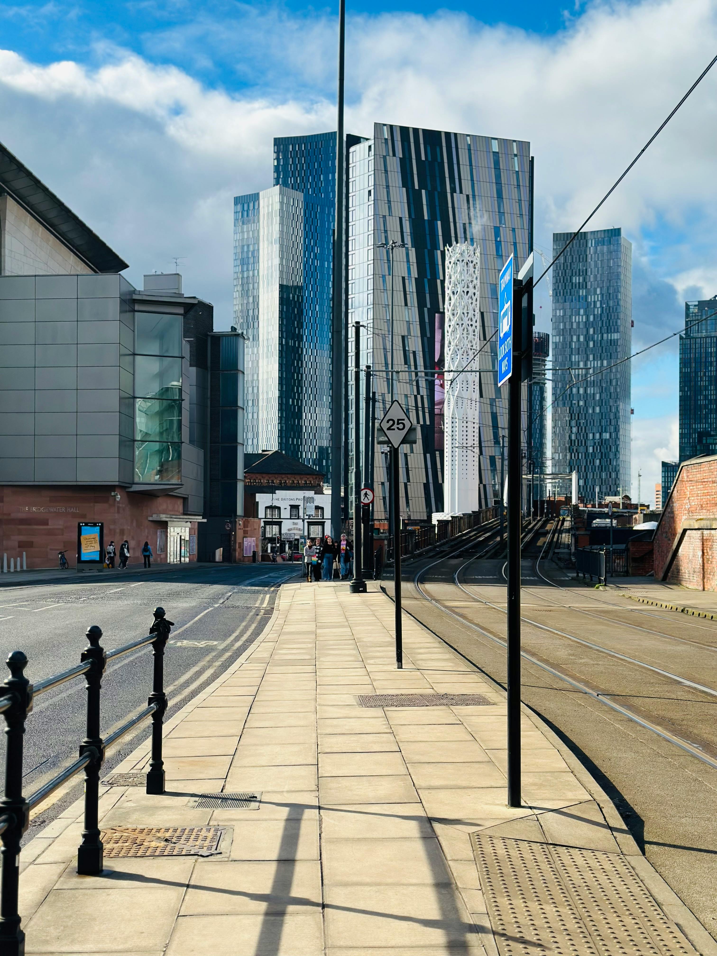 Manchester City Street with Modern Glass Buildings · Free Stock Photo