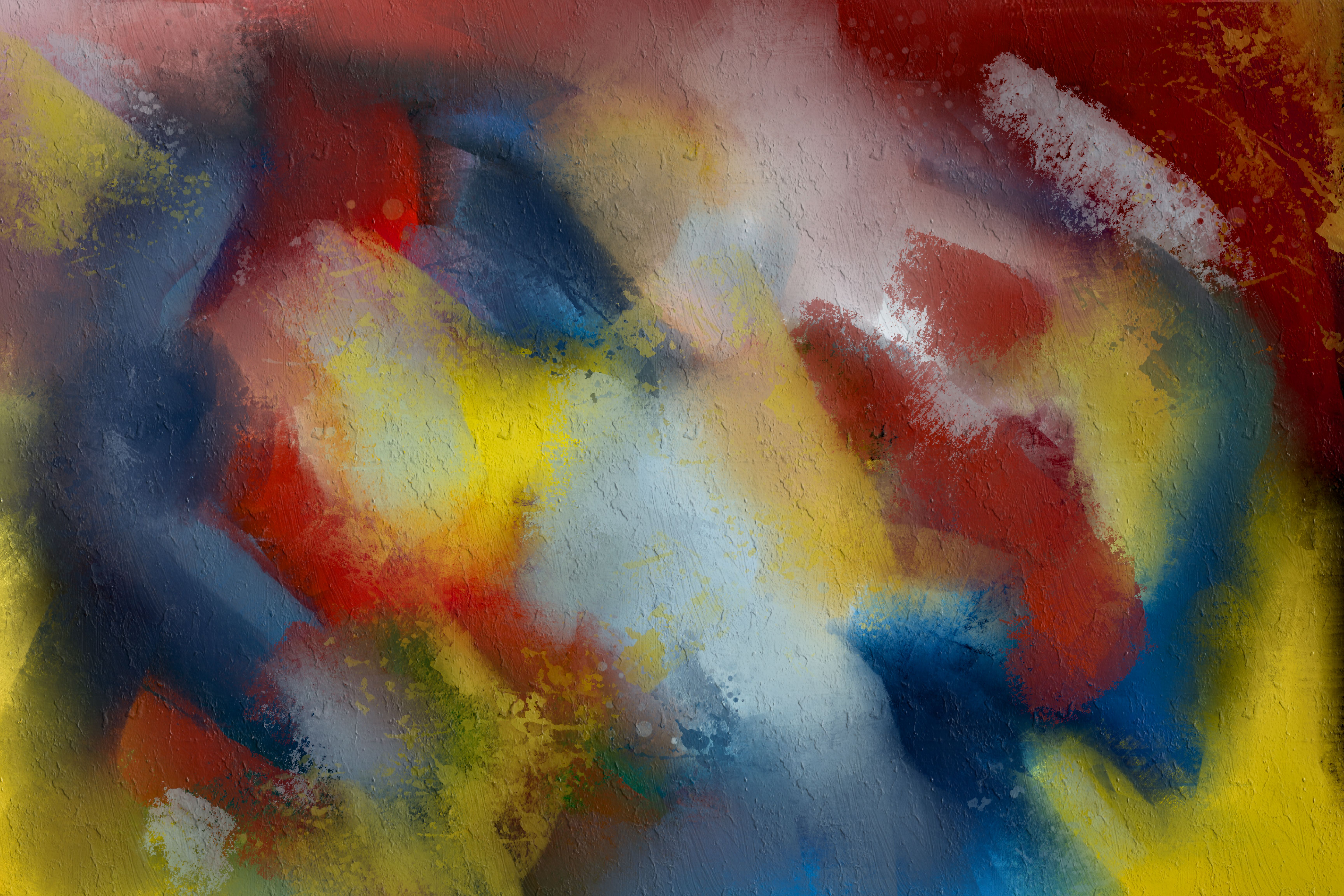 Abstract painting with red, yellow and blue colors · Free Stock Photo