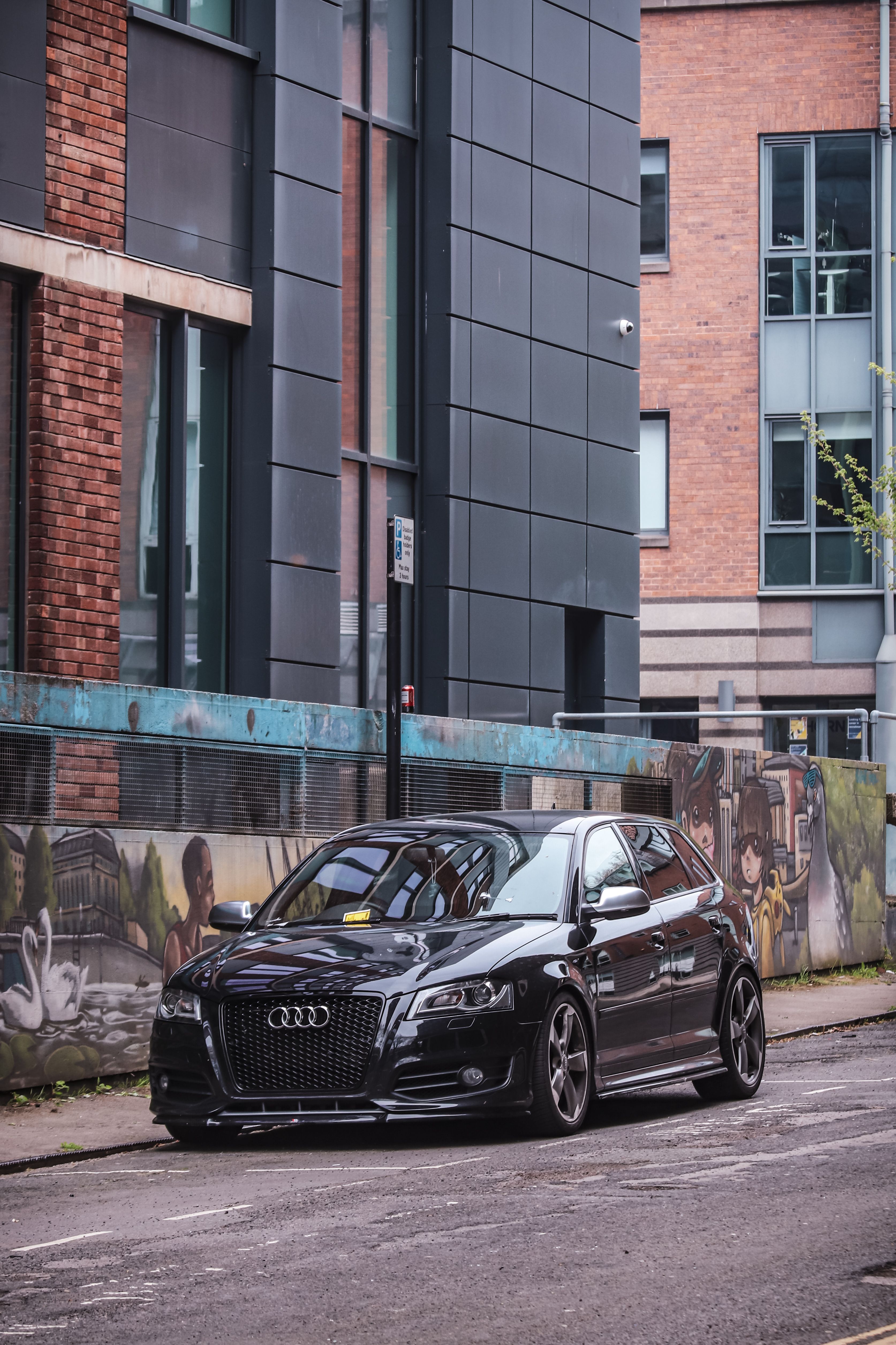 Black Audi Parked by Residential Buildings · Free Stock Photo